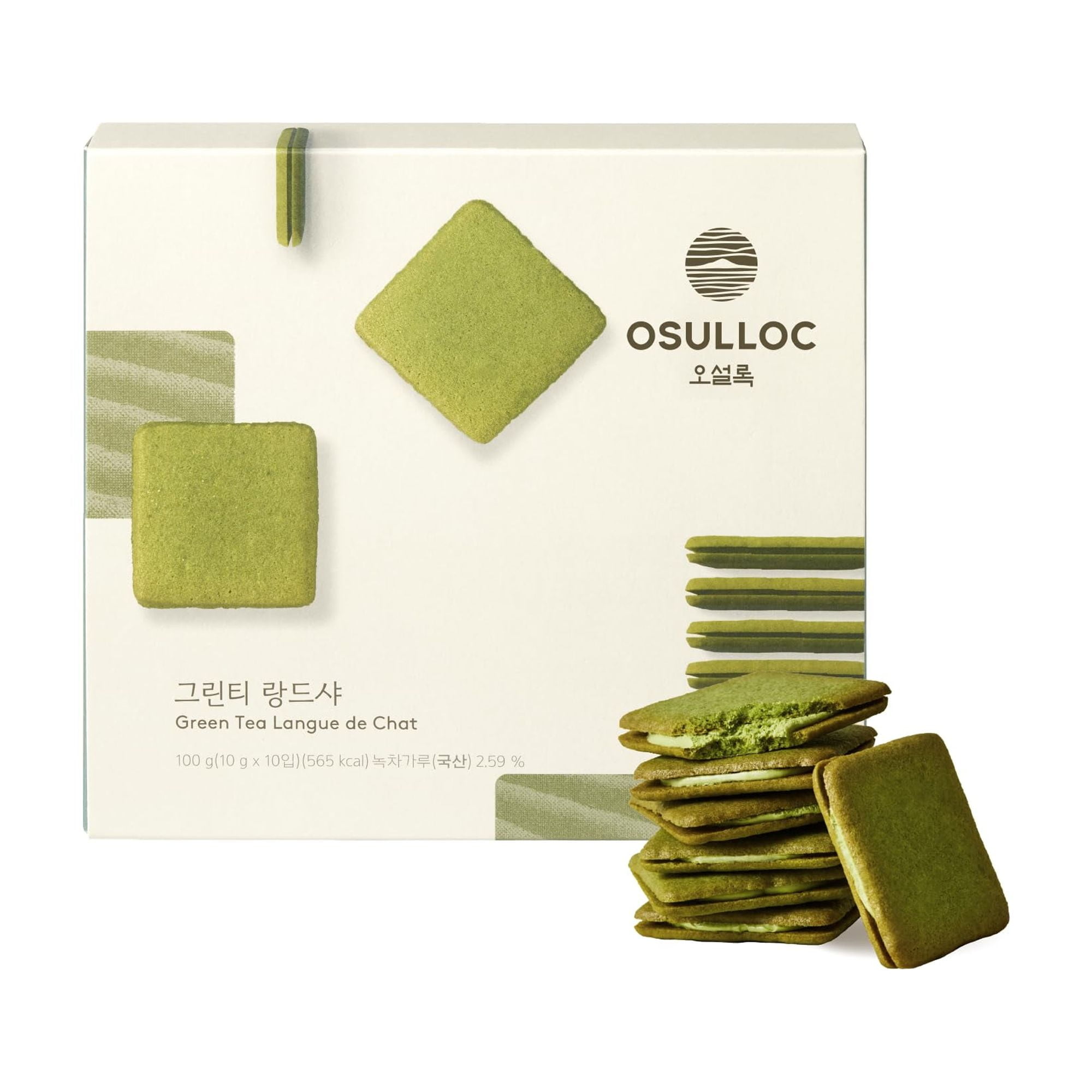 OSULLOC Langue de Chat MZF22 Cookies (3.52oz, 100g) Korean Matcha Flavored Snacks | Asian Snacks ...