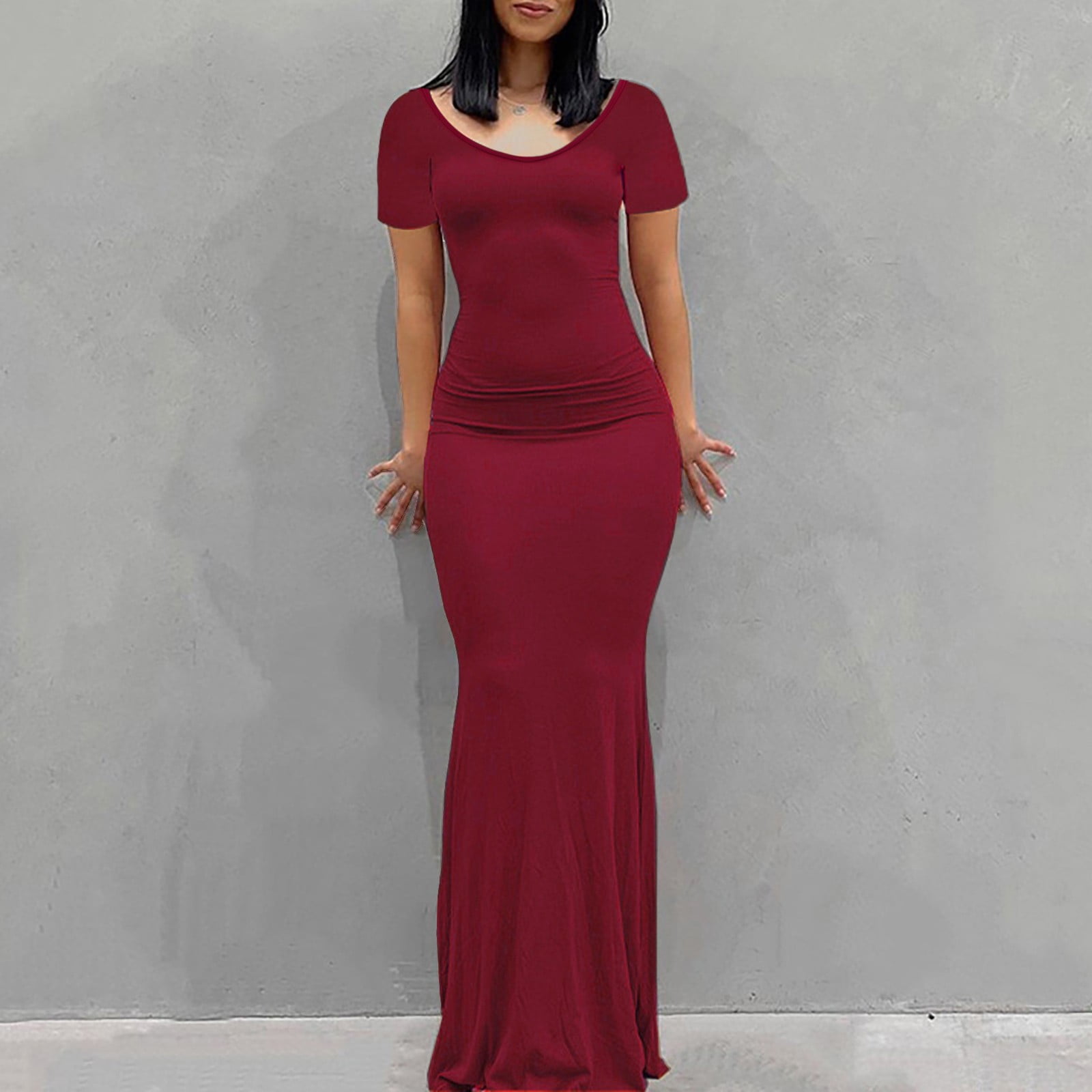 Osyard Womens Solid Color V Neck Sexy Short Sleeves Backless Skinny
