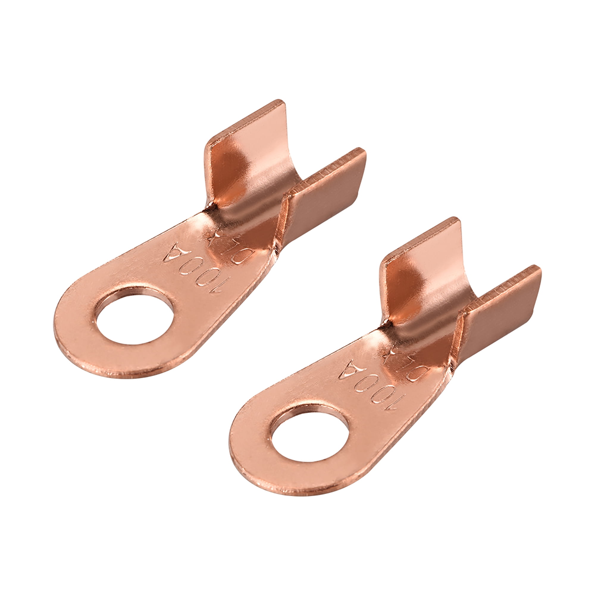 OT-100A Crimp Terminal Lugs Open-End Red Copper Ring Lug Terminals AWG8 ...