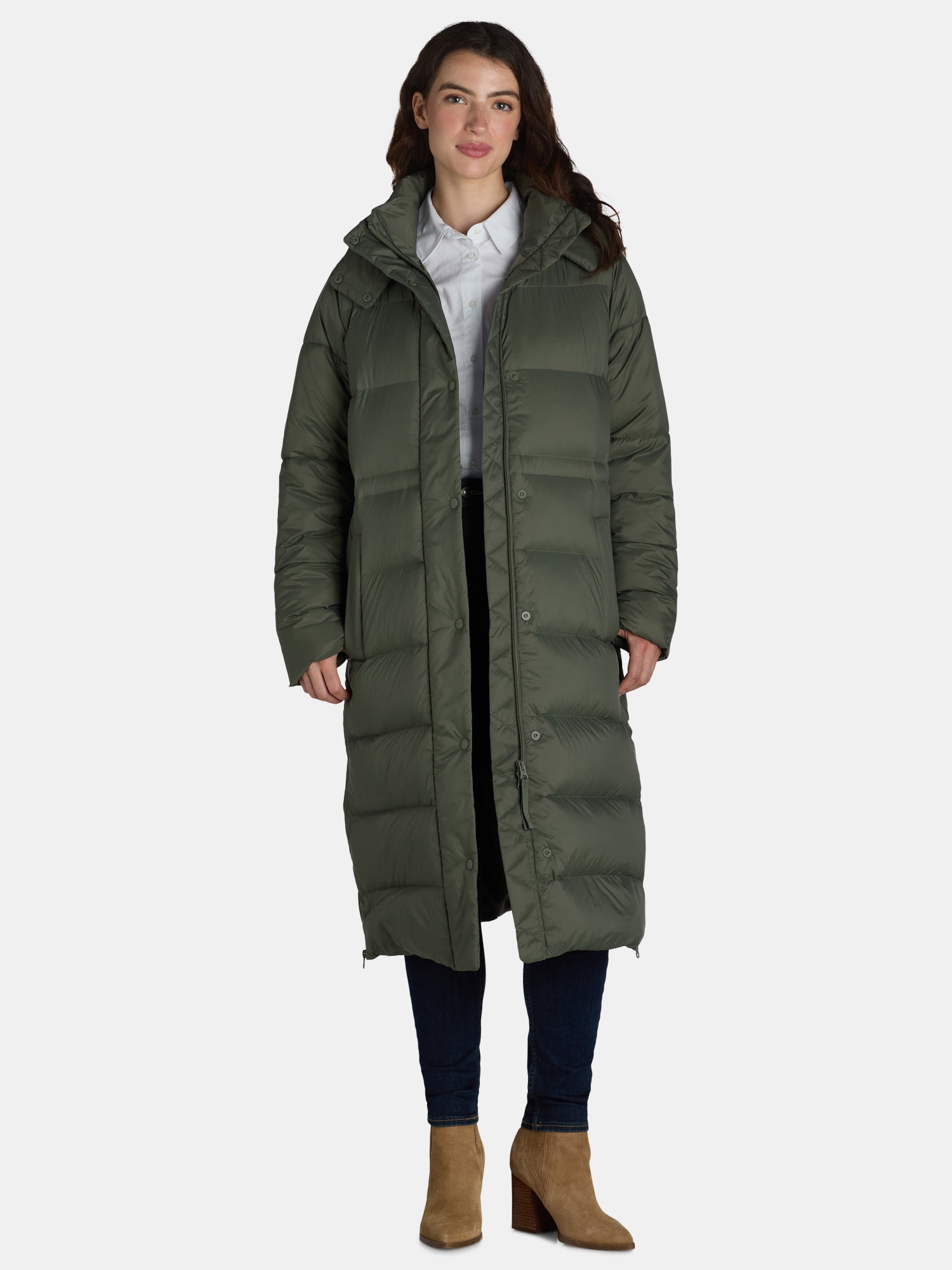 Ozark Trail Women's and Women's Plus Long Hooded Responsible Down ...