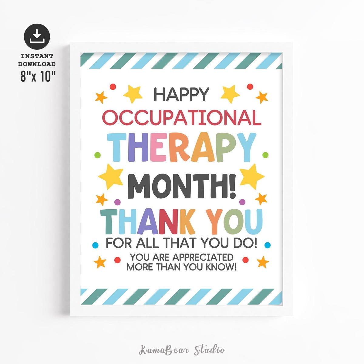 OT Month Sign Printable, Occupational Therapy Month Sign, Thank You ...