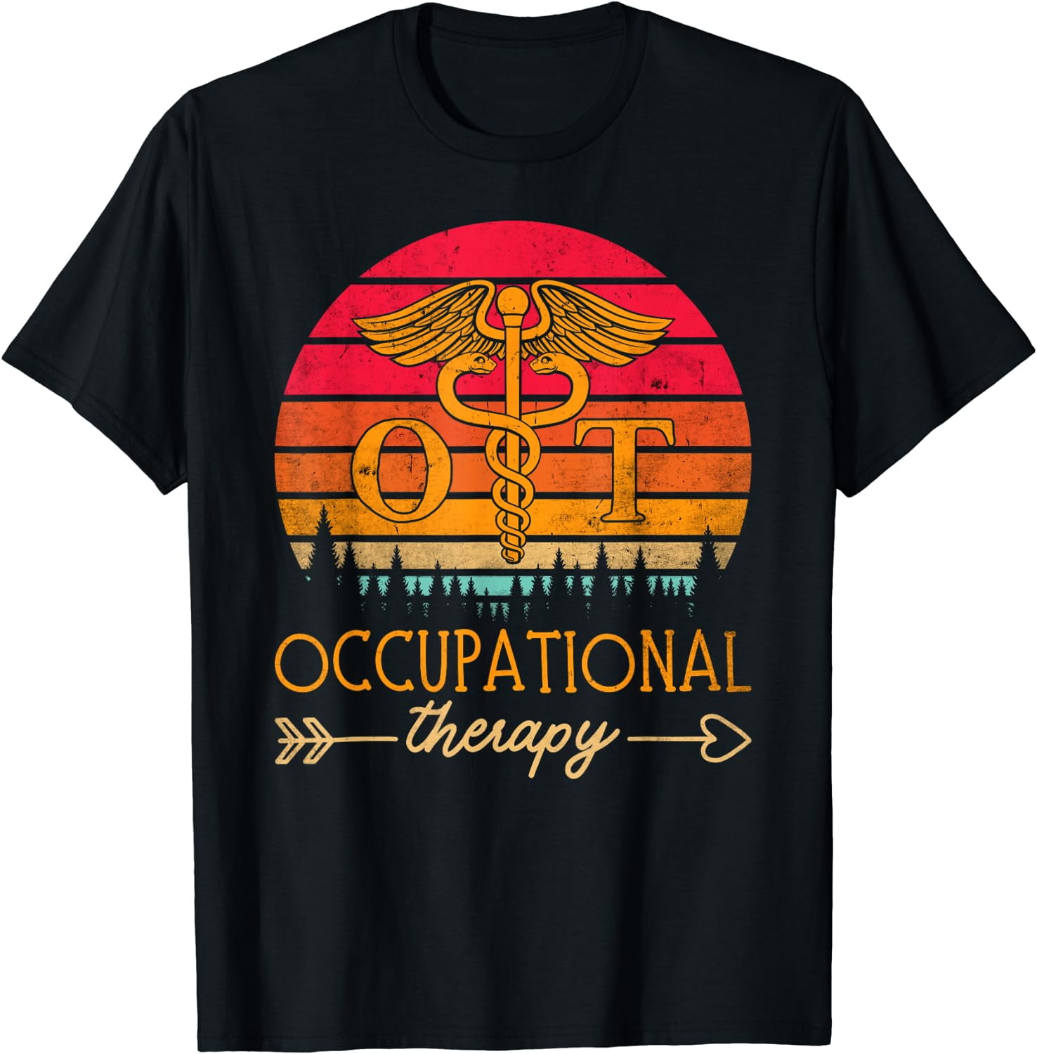 OT OTA Retro Sunset Tee, Occupational Therapy therapist T-Shirt Black ...