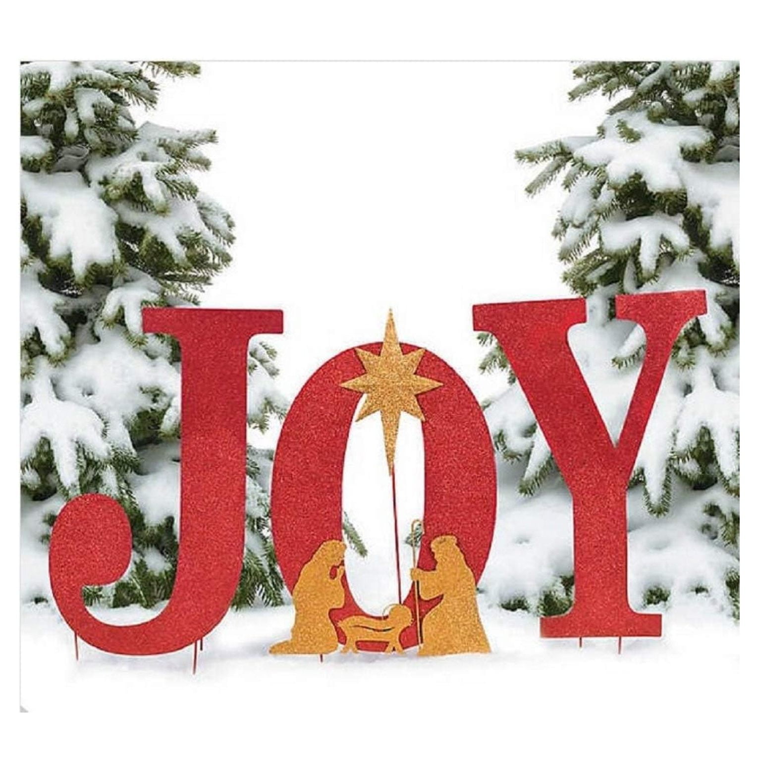 OT Outdoor Christmas Decoration Nativity Display Joy Yard Sign Xmas ...