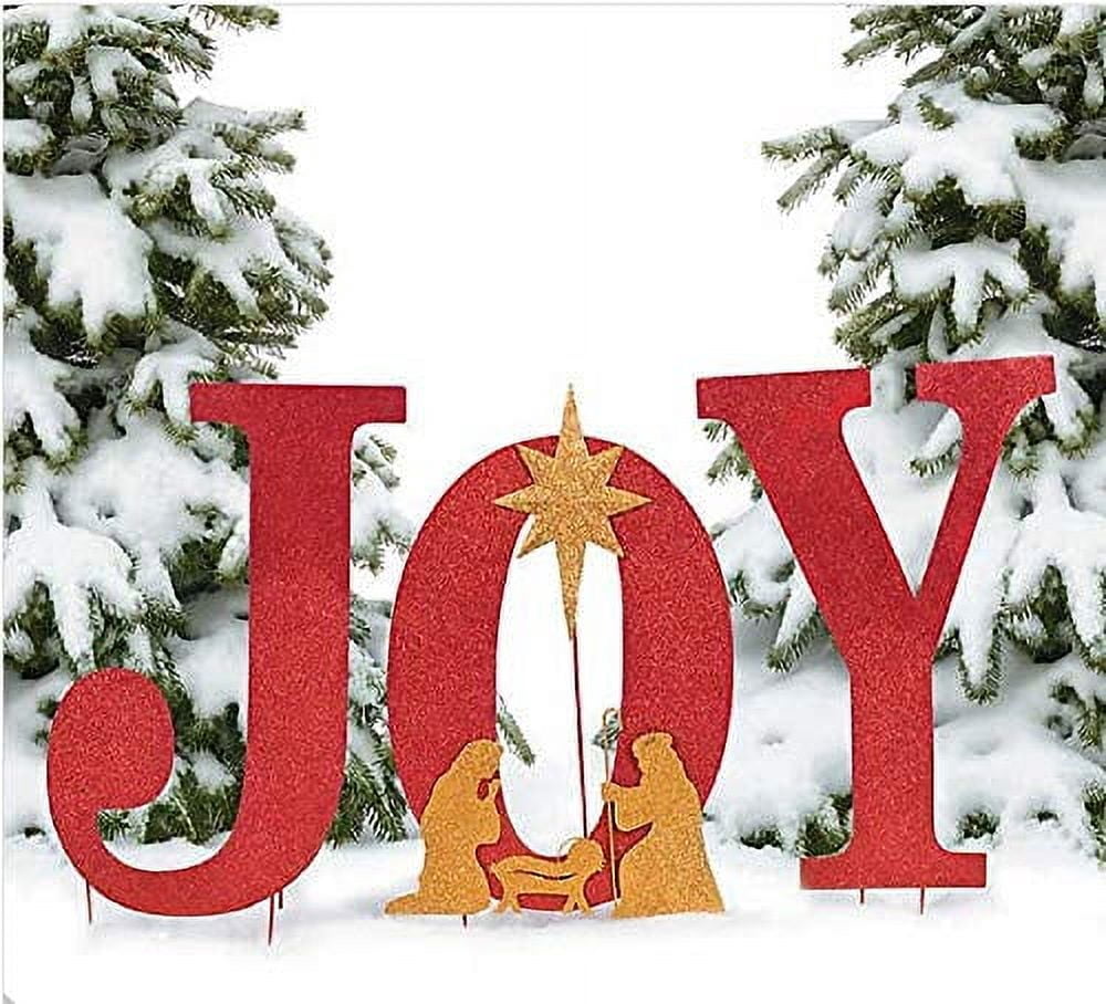 OT Outdoor Christmas Decoration Nativity Display Joy Yard Sign Xmas ...