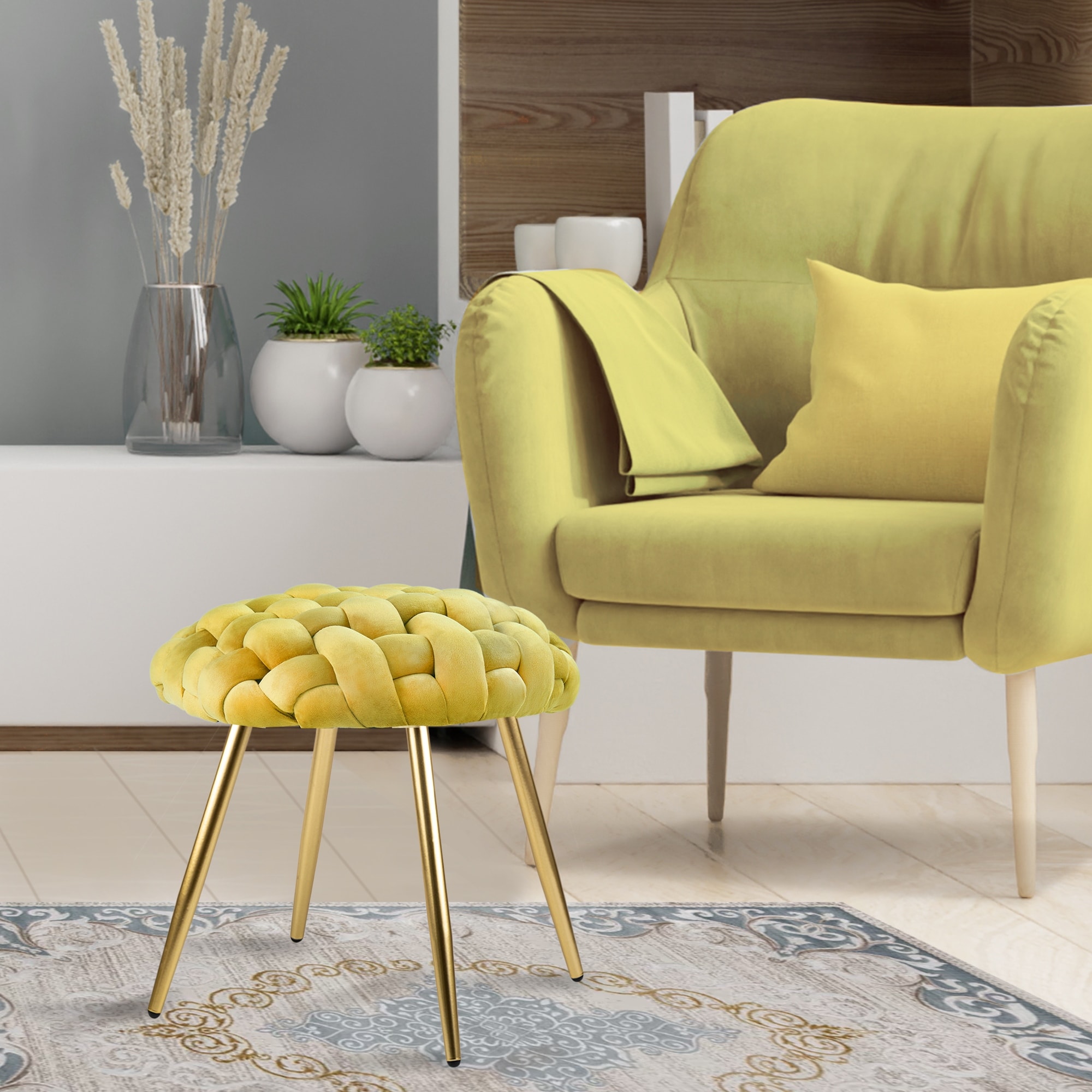 OT15R-GD_YELWV_2_OS Home Furniture Series Velvet Cross Woven Accent ...