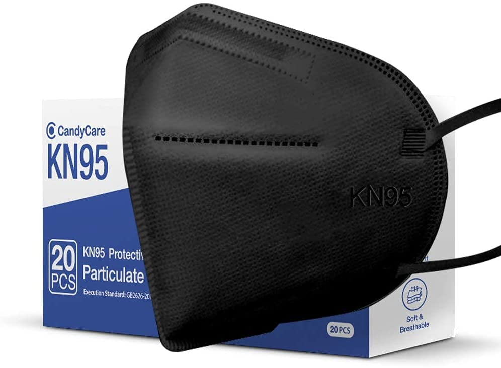 OTB00039-CandyCare KN95 CE FFP2 Mask - 20 Pack, Black - Walmart.com