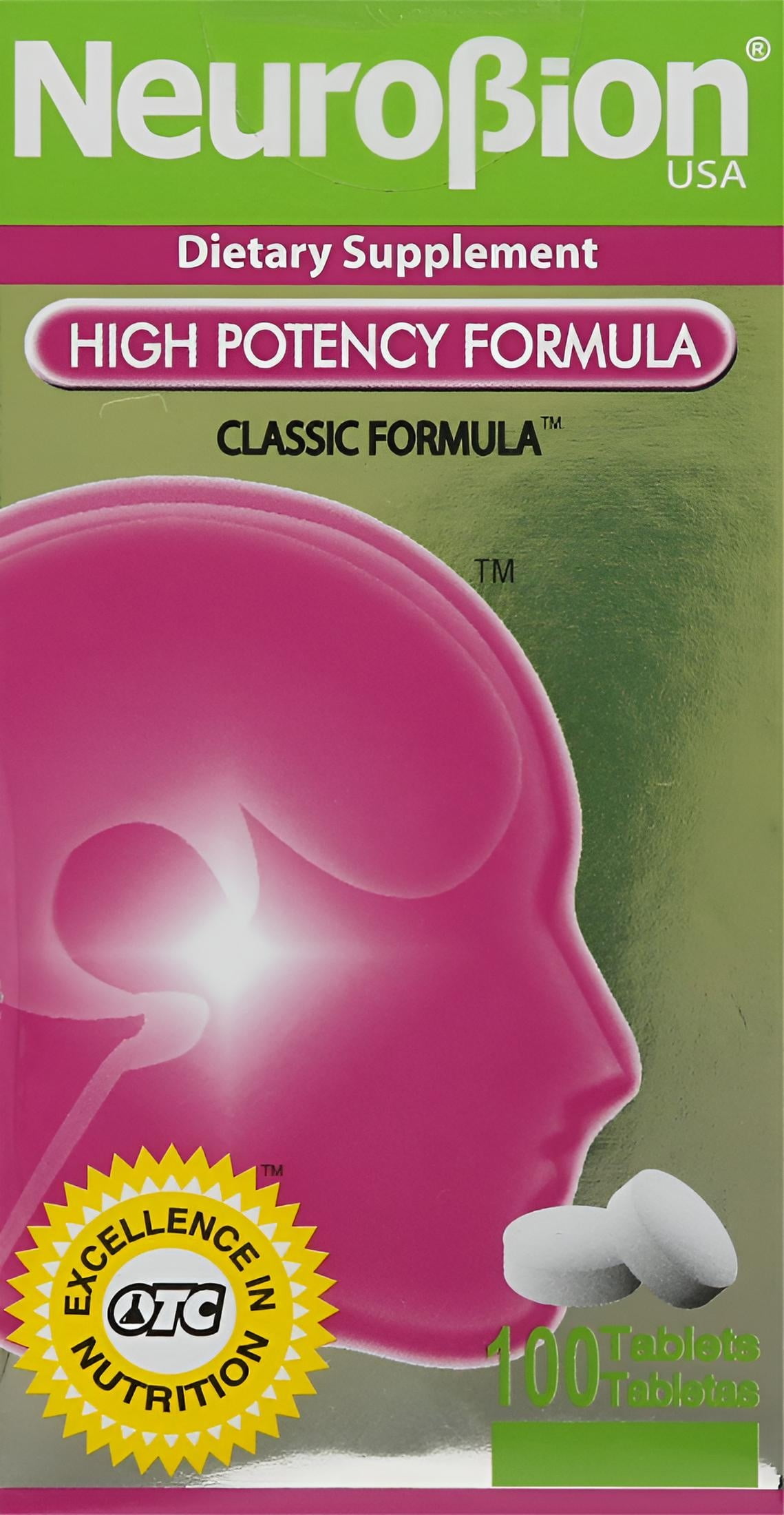 NeuroBion Classic Formula, High Potency Dietary Supplement, 100 Tablets ...