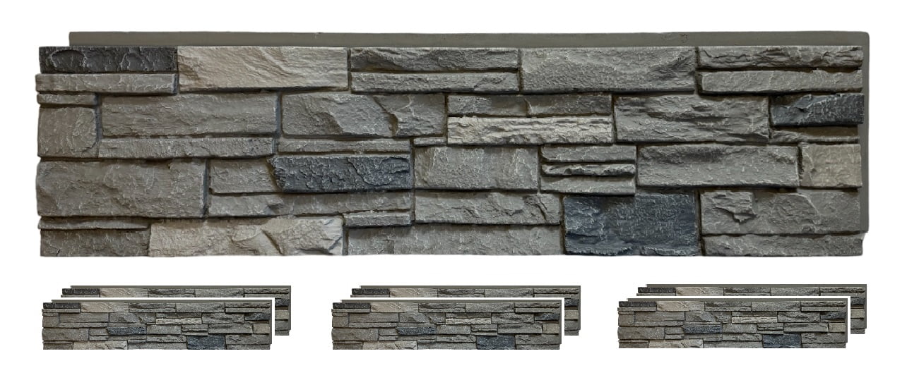 OTECKO 6 Pack Faux Stone Wall Panel 48 in x 13 in x 2 in Ledge Stone ...