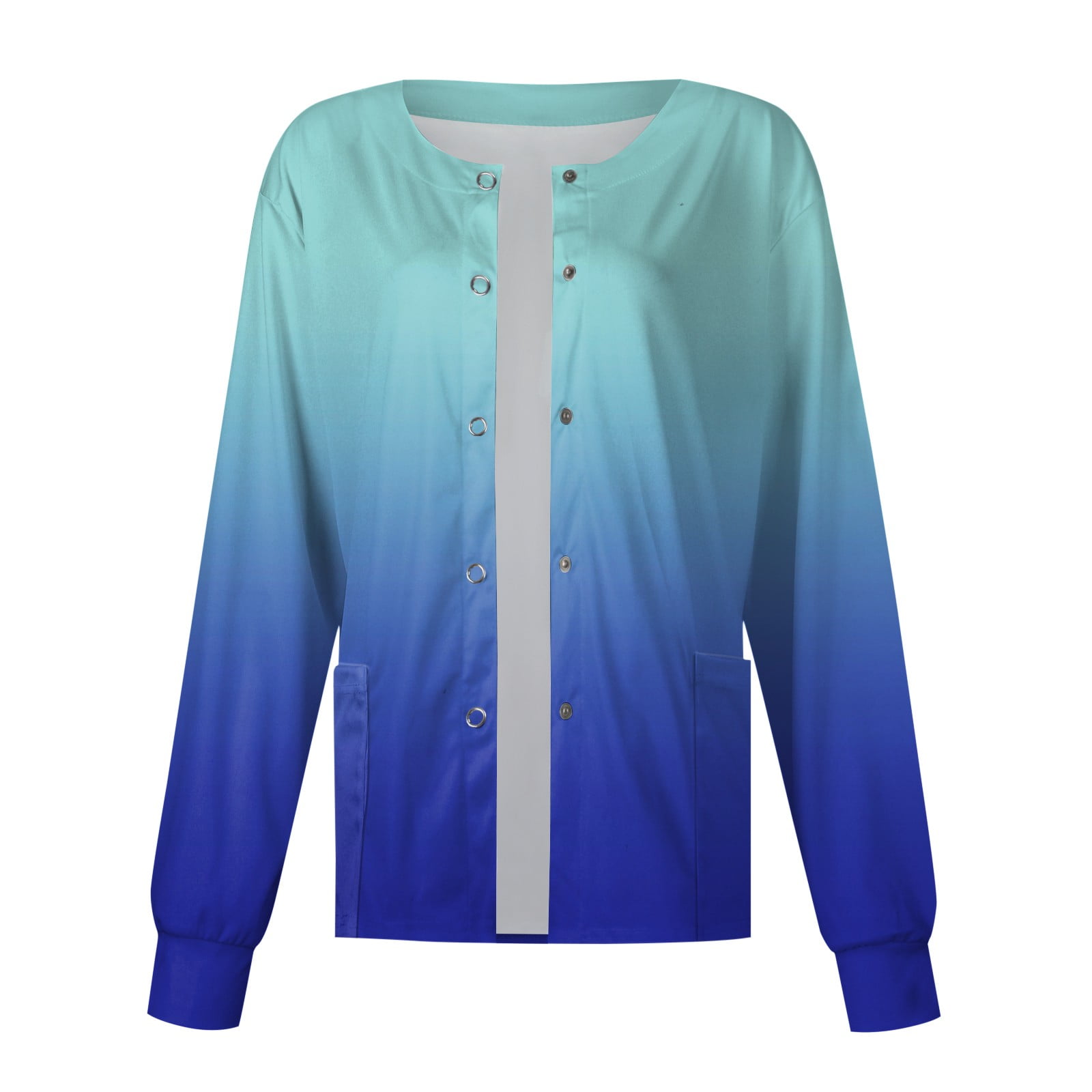 OTEMRCLOC Nurse Uniform Long Sleeve Pocket Working Collar Single ...
