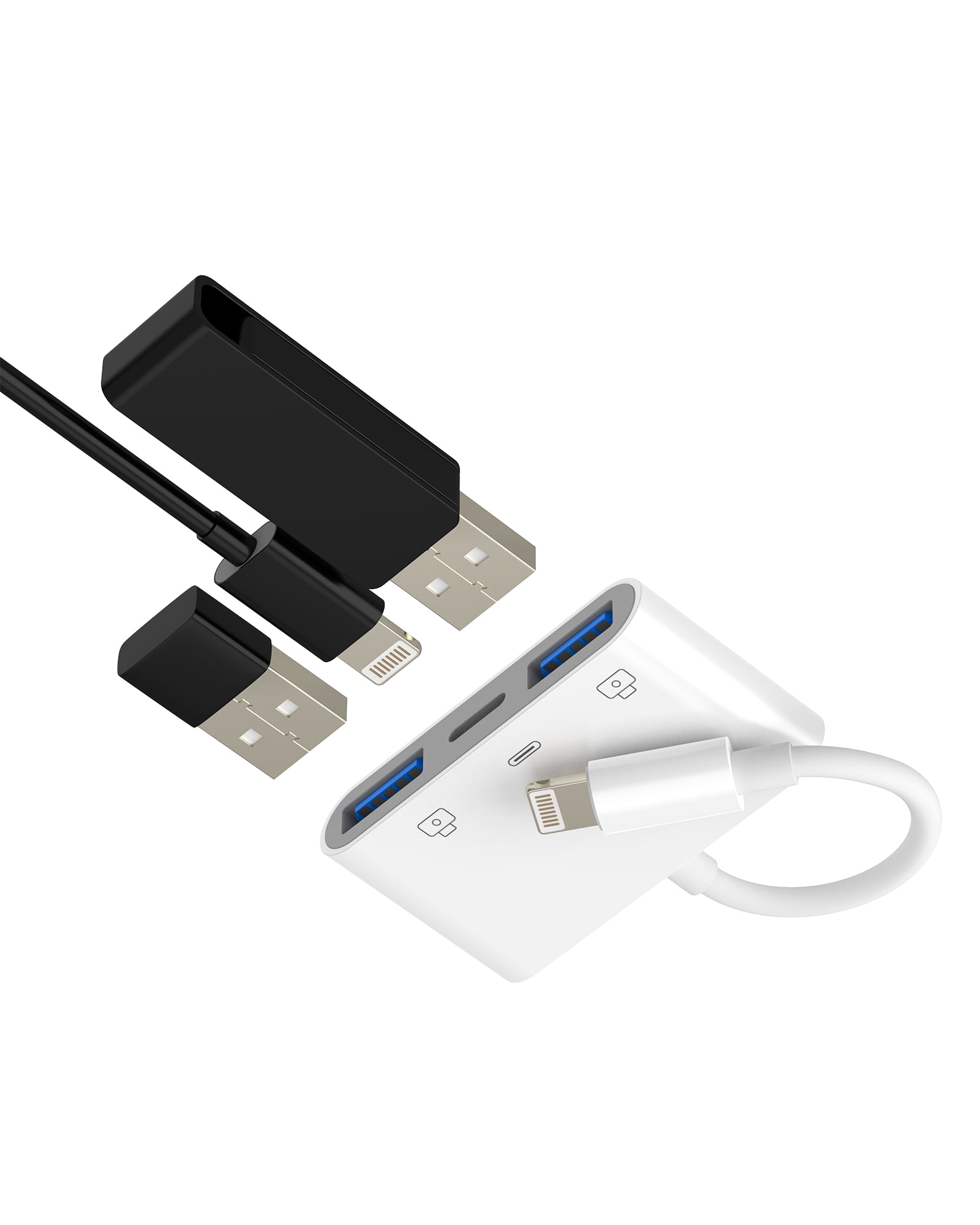 Lightning Male to Dual USB Female Adapter (3in1)for iPhone 14 Pro Max ...