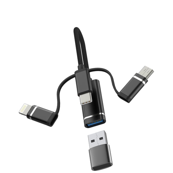 USB C Lightning Micro USB Male to USB Female Adapter(3in1)Type C OTG 3. ...
