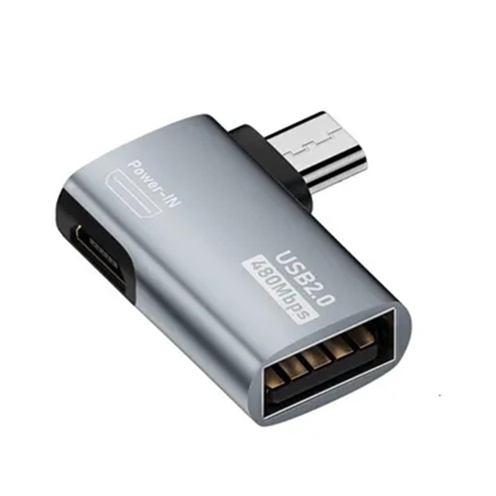 OTG Cable Adapter 4K 90 Degree Angle Powered Micro USB To USB OTG ...