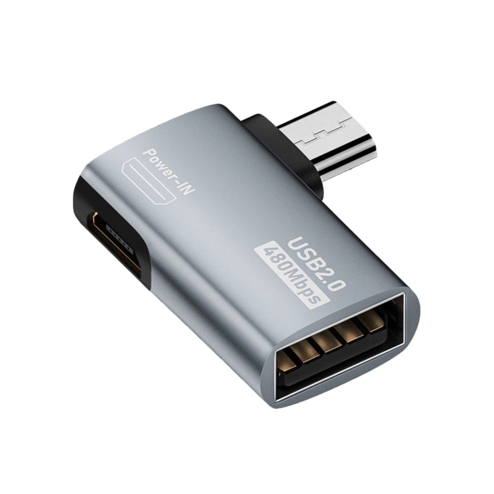 OTG Cable Adapter 4K 90 Degree Left / Right Angle Powered Micro USB To ...