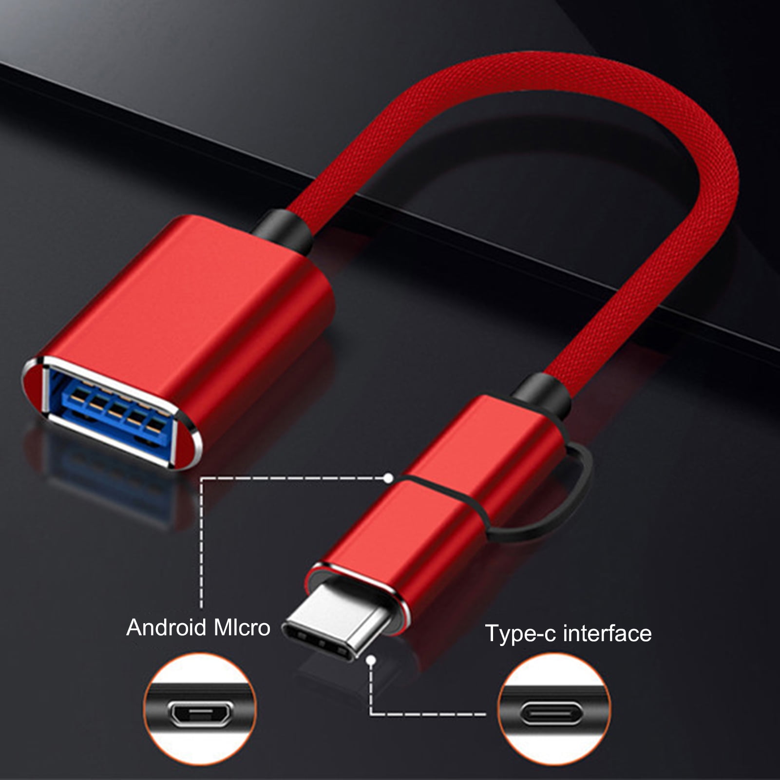 OTG Converter Fast Transmission Multifunctional 2 in 1 Micro USB Type-C ...