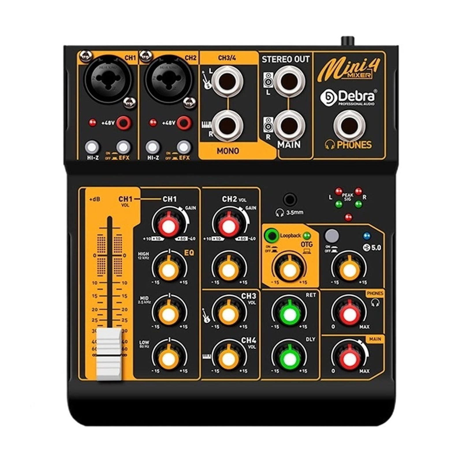 OTG Metal Mixer DJ Console Mini6 With Bluetooth 48V Power Delay Repaeat ...