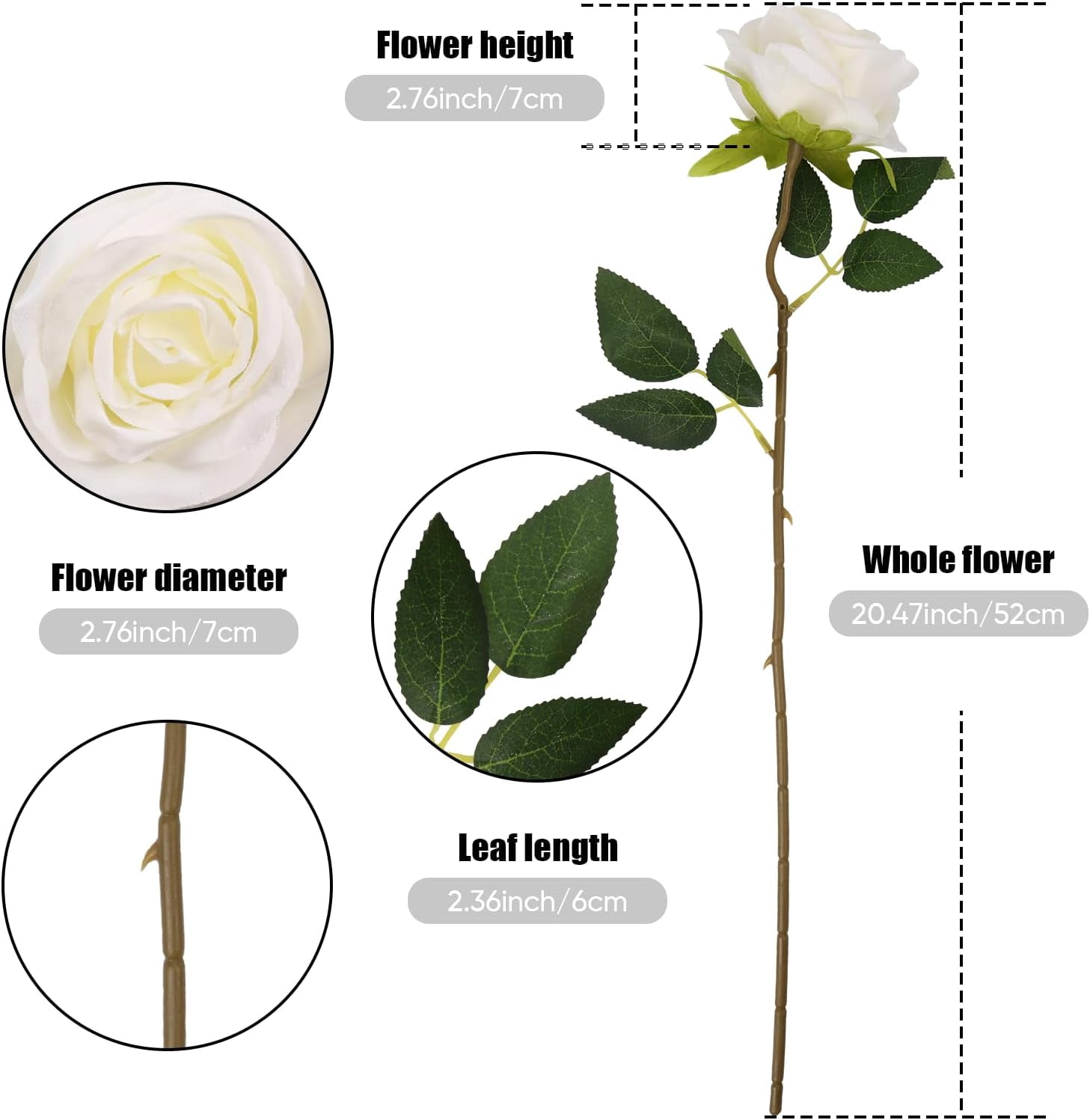 OTGFRF-10 PCS Artificial Rose Flowers, Realistic Fake Rose Long Stem ...