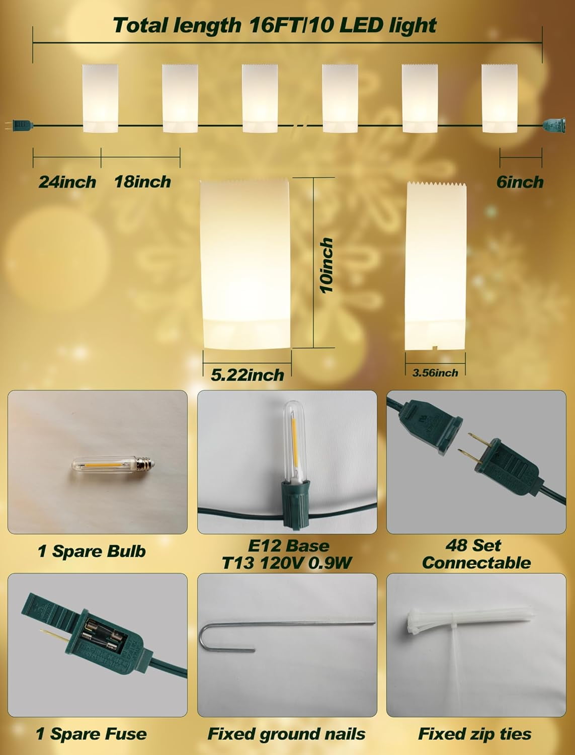OTGFRF-10 Pack Christmas Luminaria Pathway Lights - Enchanting Glowing ...