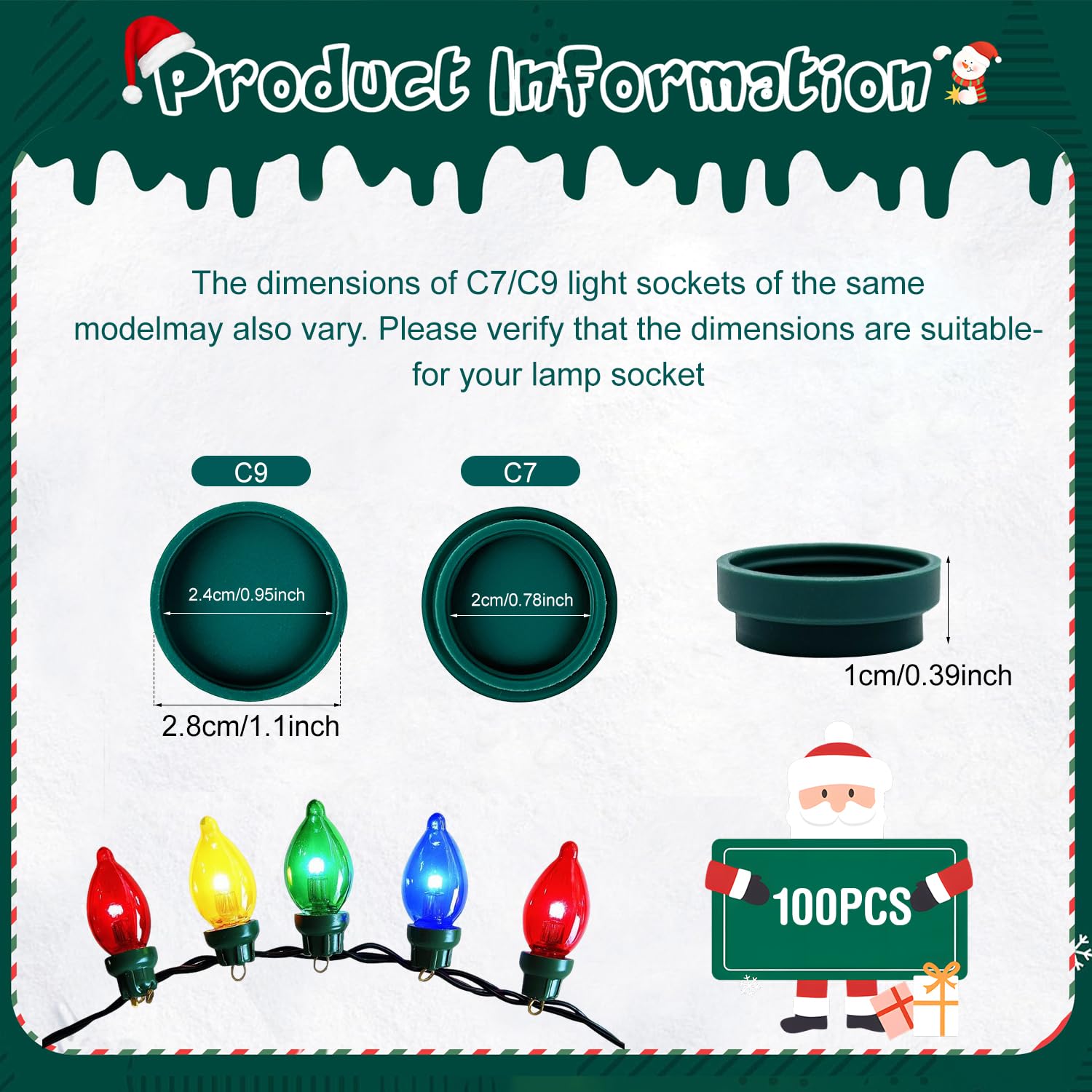 OTGFRF-100 Pcs Christmas Light Bulb Socket Cover,Christmas Light Socket ...