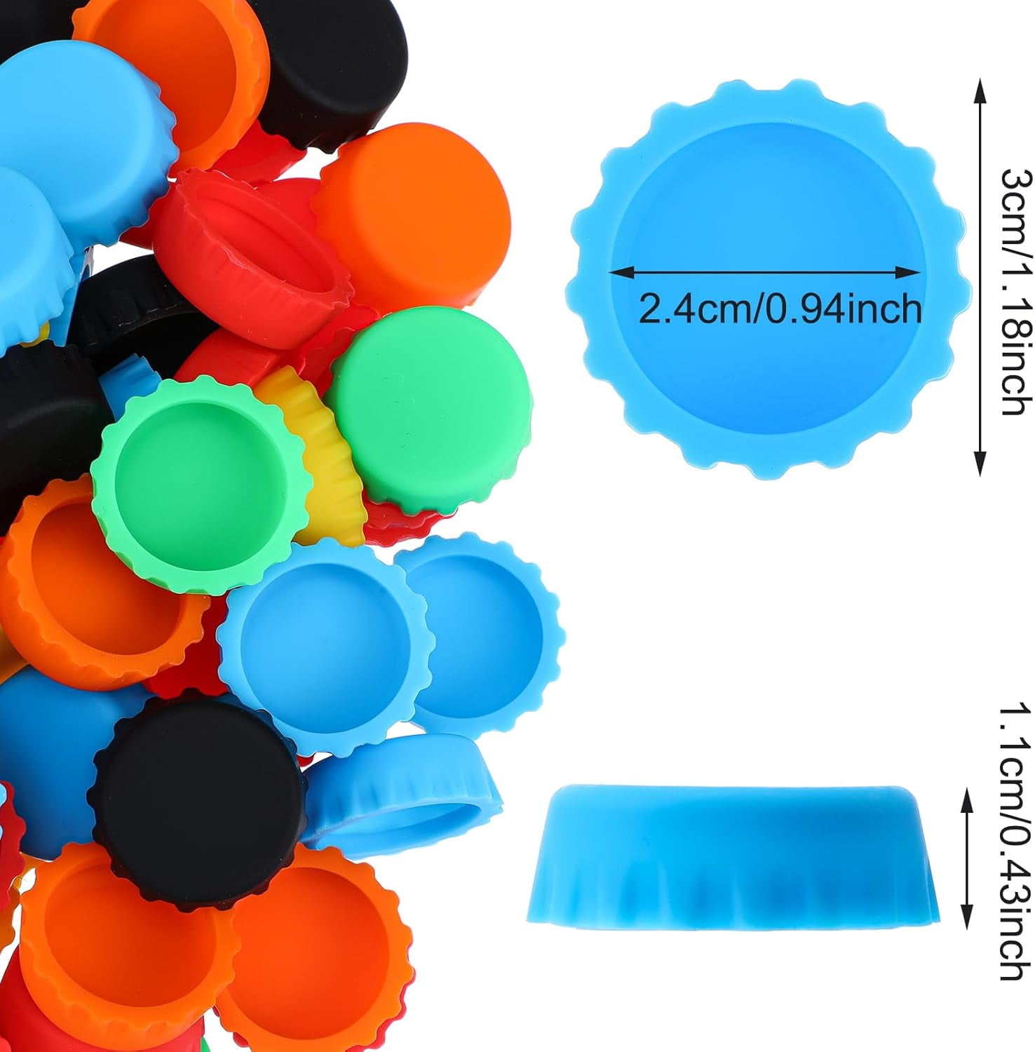 OTGFRF-120 PCS Silicone Rubber Bottle Caps, 6 Colors Reusable Beer Caps ...