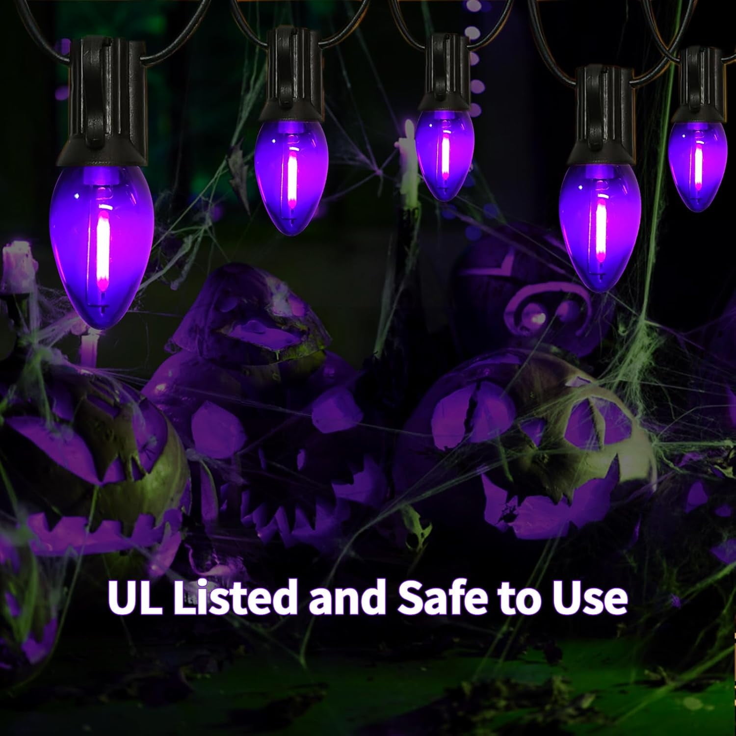 OTGFRF-12FT Purple Halloween Lights Outdoor, C7 LED String Lights Plug ...