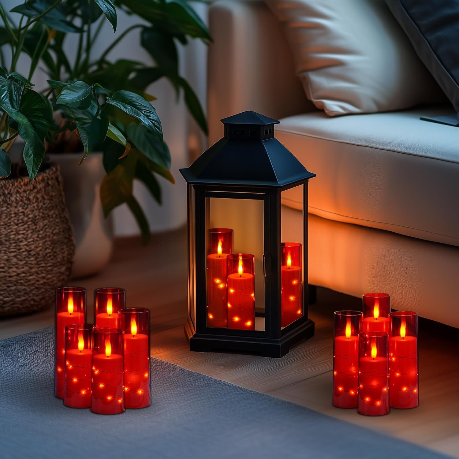 OTGFRF-12Pcs Flameless Candles with Star String Fairy Lights ...