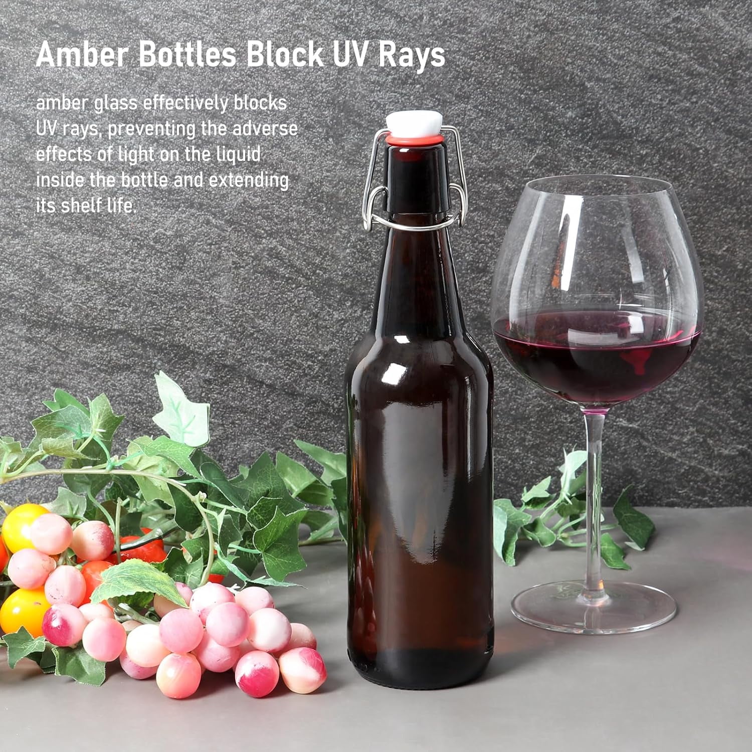 OTGFRF-16 oz Amber Swing Top Glass Bottles - 6 Pack Flip Top Beer ...