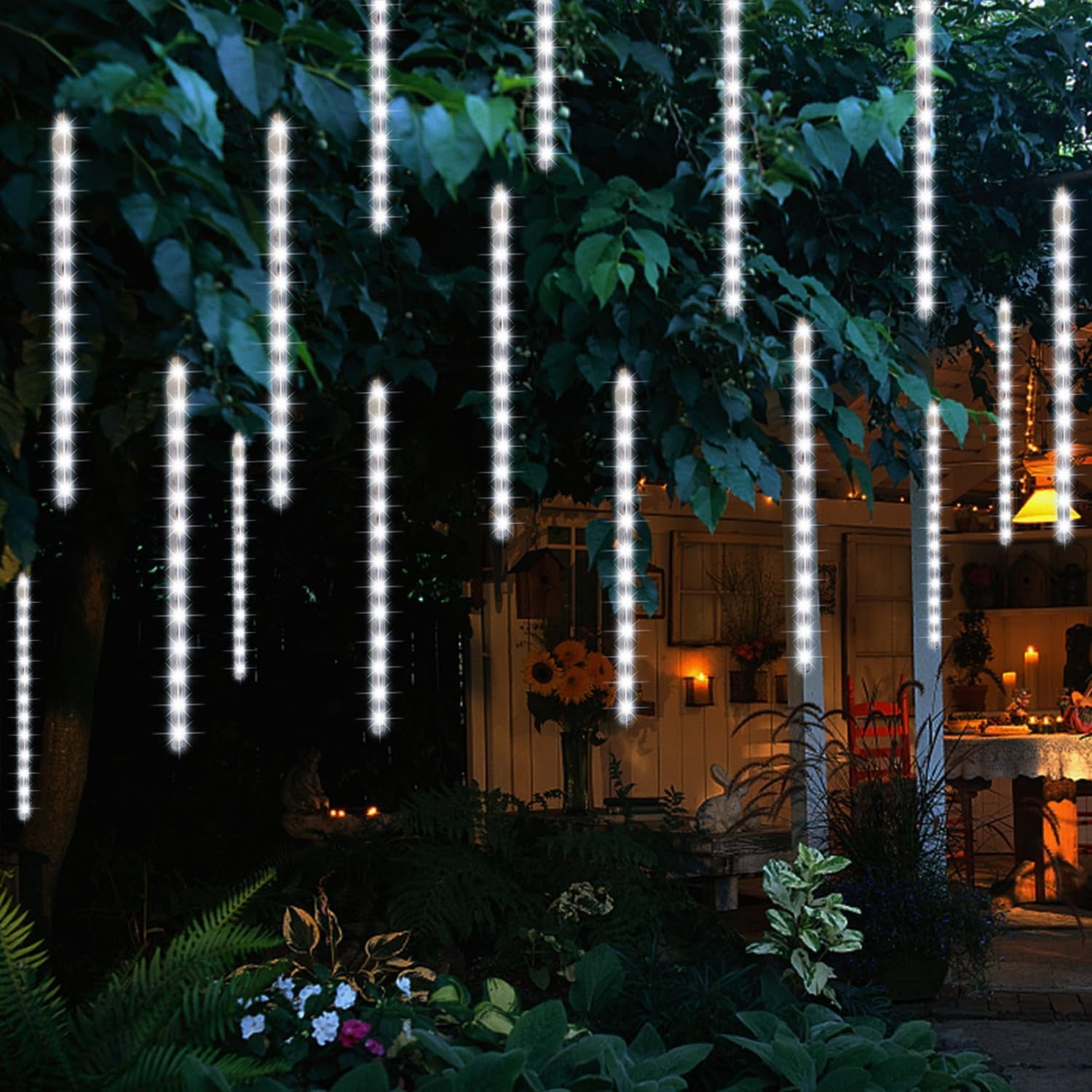 OTGFRF-24 Tubes Meteor Shower Lights, Outdoor Icicles Christmas Decor ...