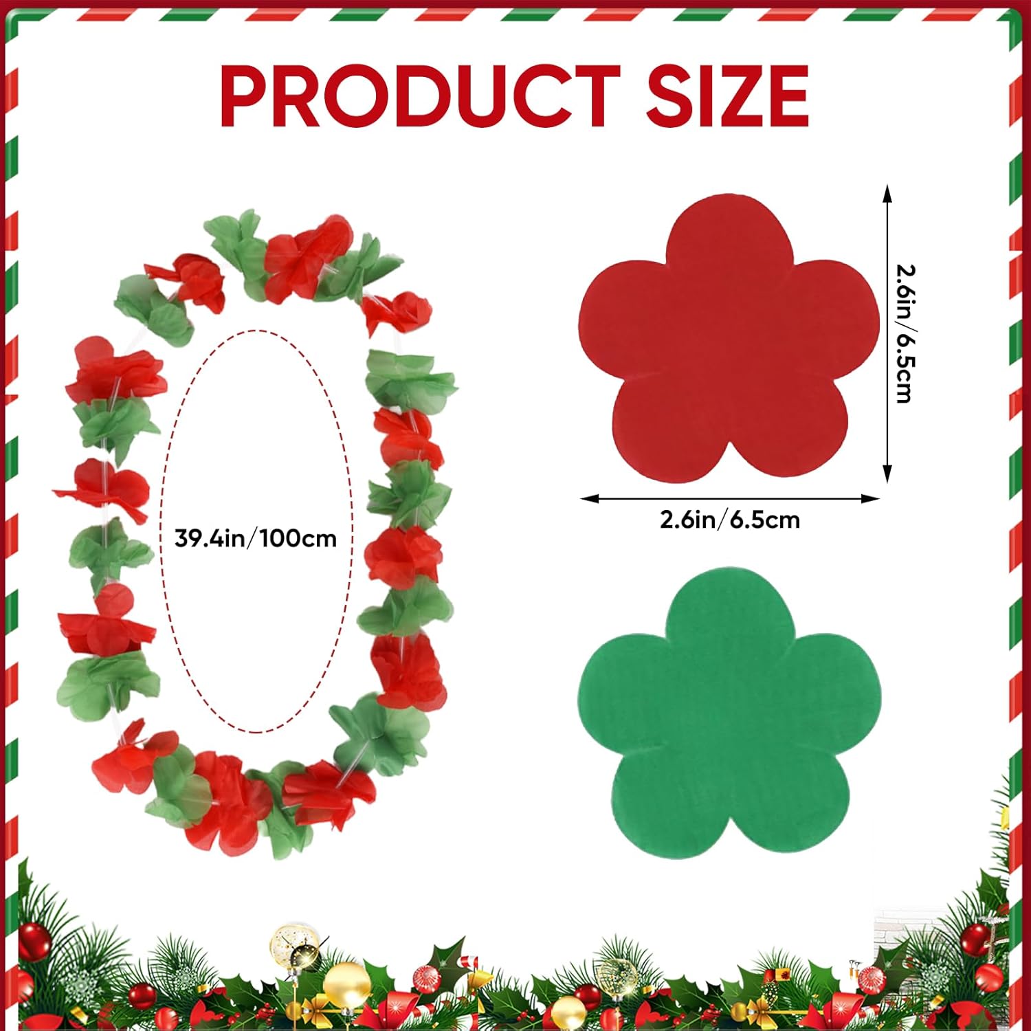 OTGFRF-30 Pack Christmas Leis Red and Green Leis Garlands Hawaiian Luau ...