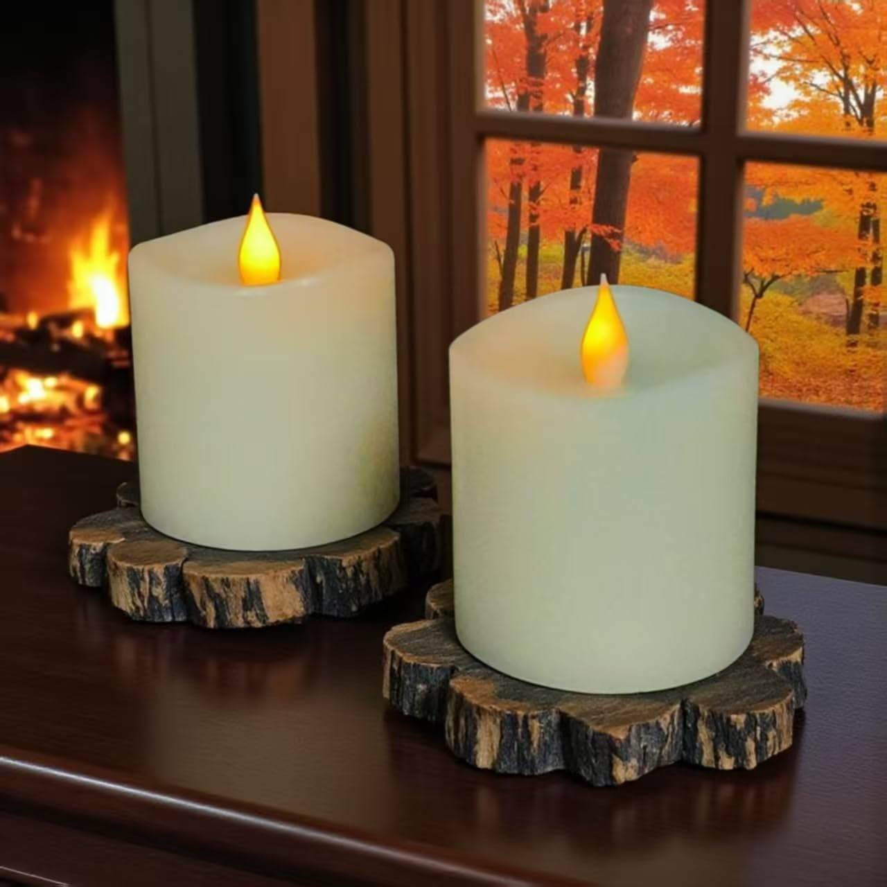 OTGFRF-3x3 Flickering Flameless Candles Set of 2,3 inch Real Wax LED ...