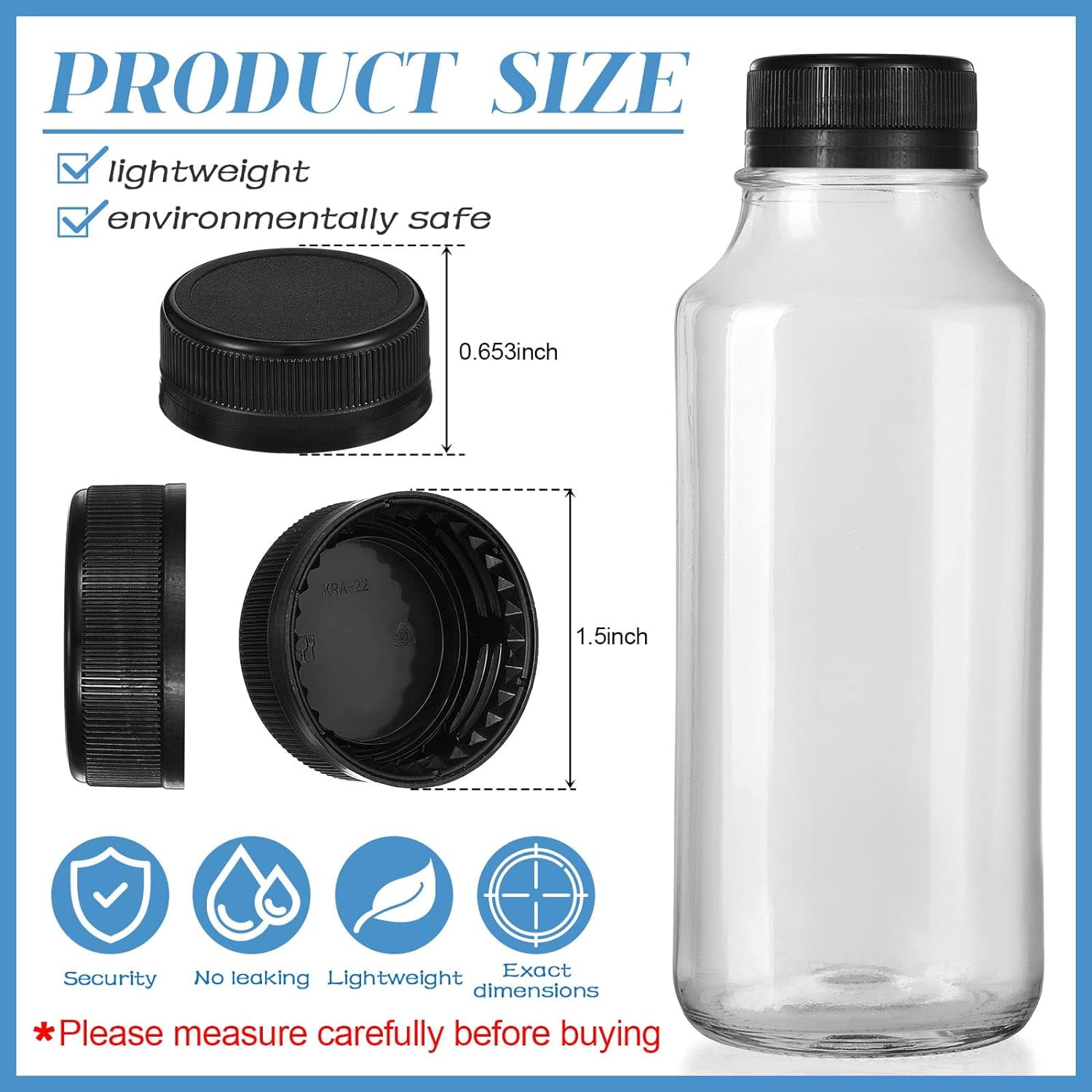 OTGFRF-50 Pcs Black Plastic Bottle Caps 38 mm for Empty Juice Bottles ...