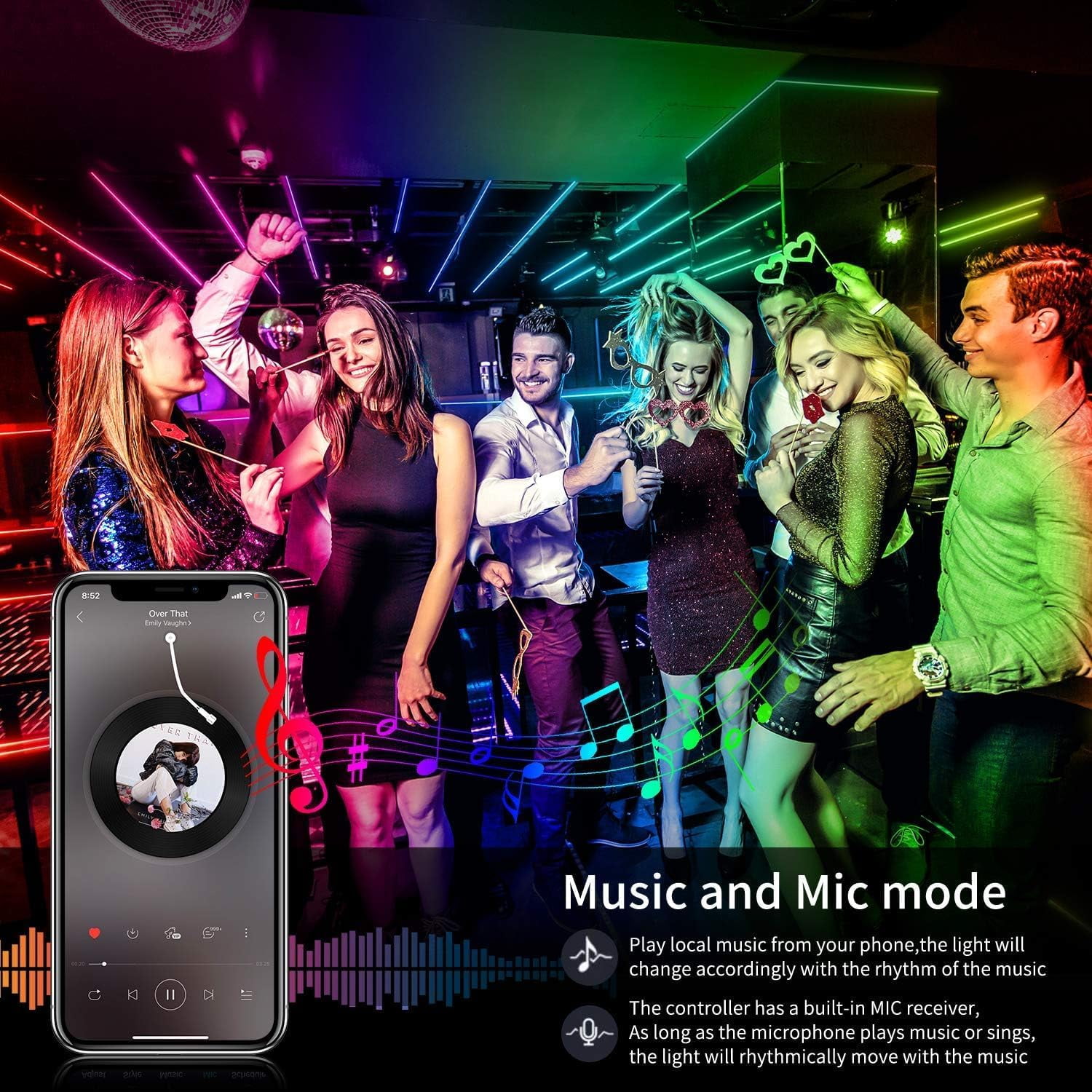 OTGFRF-65.6ft/20M Led Strip Lights, Long Smart Music Sync 5050 RGB ...