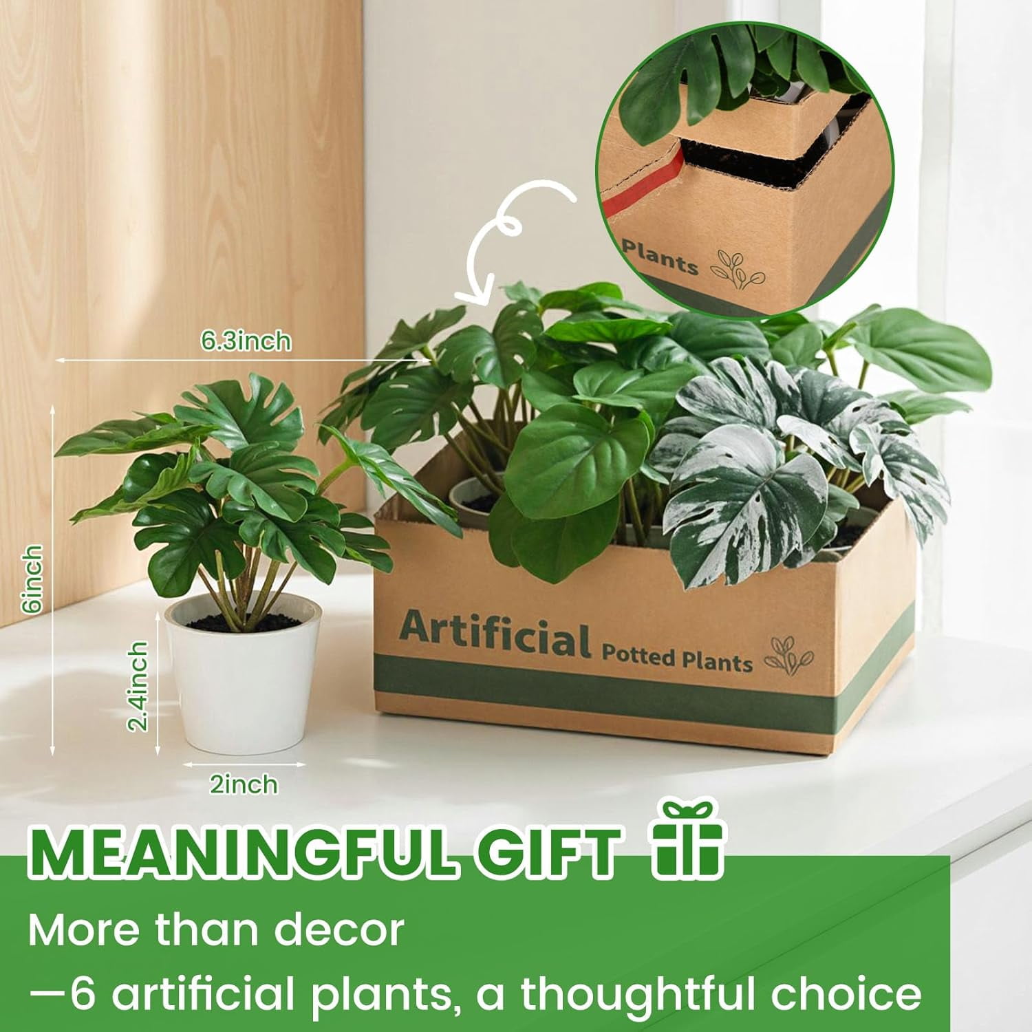OTGFRF-6PCS Small Fake Plants, Artificial Greenery Potted Plants ...