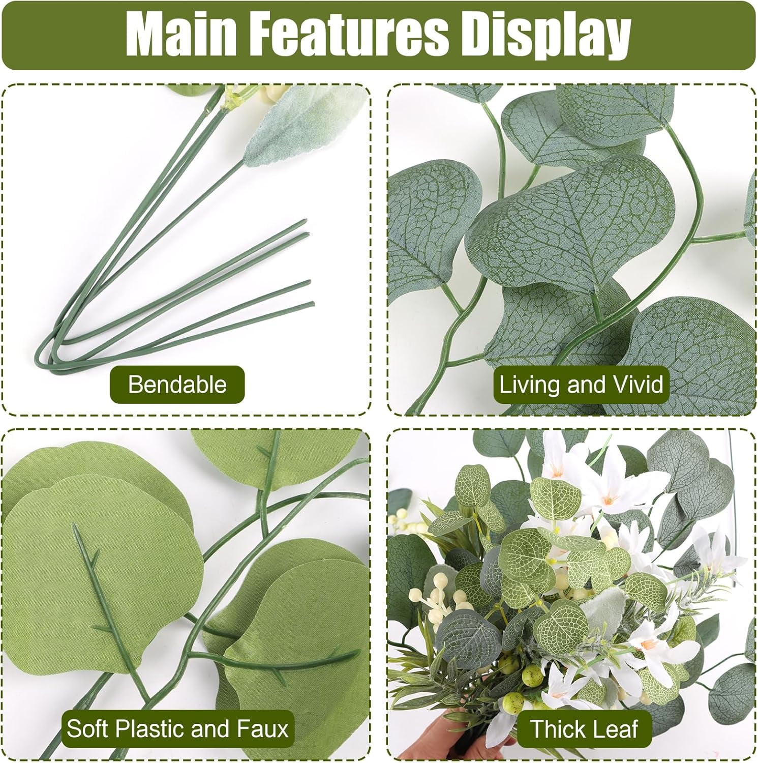 OTGFRF-75pcs Artificial Greenery Stems Box Set, Faux Flowers Bouquet ...
