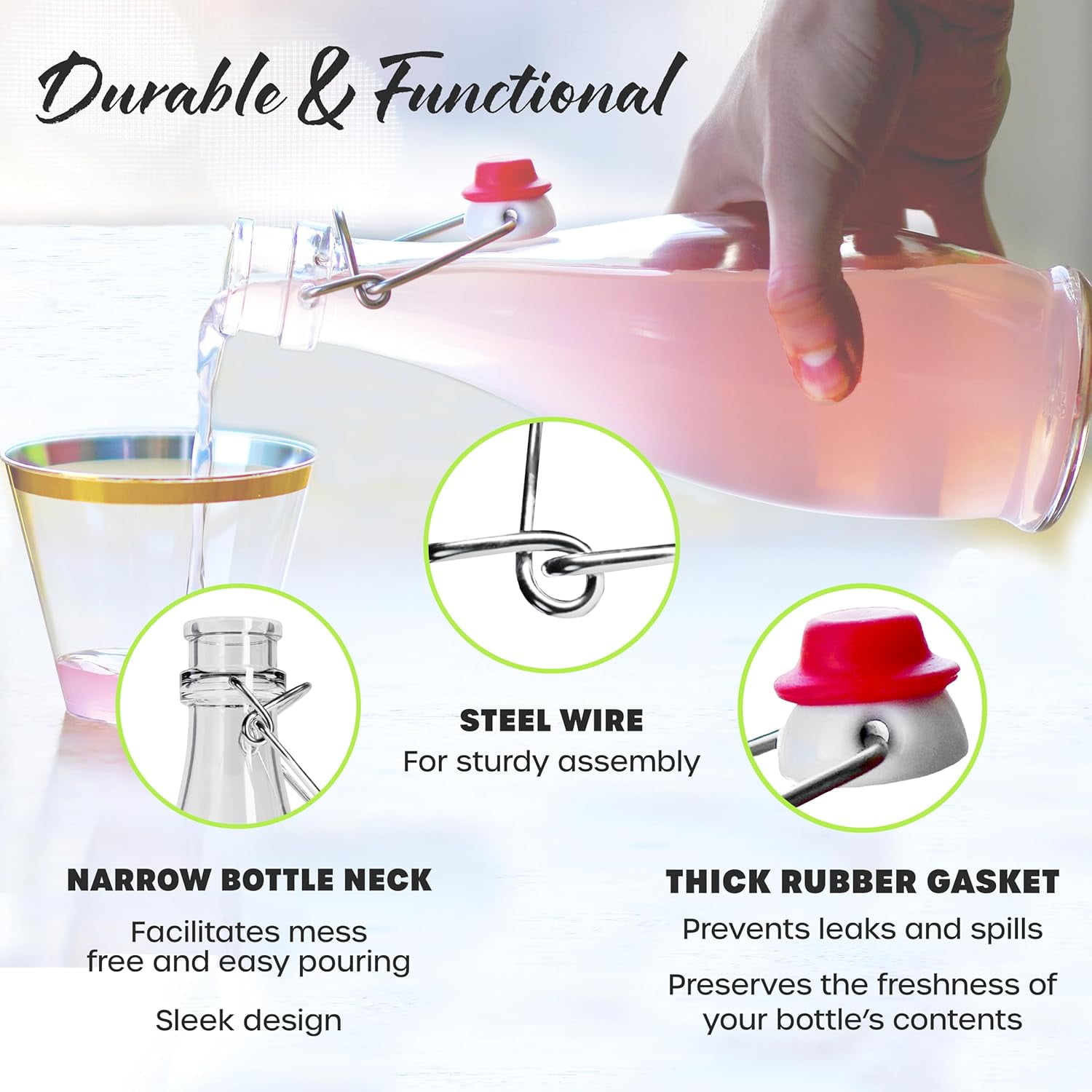 OTGFRF-8.5 Oz Teardrop Swing Top Glass Bottles with Lids | Flip Top ...