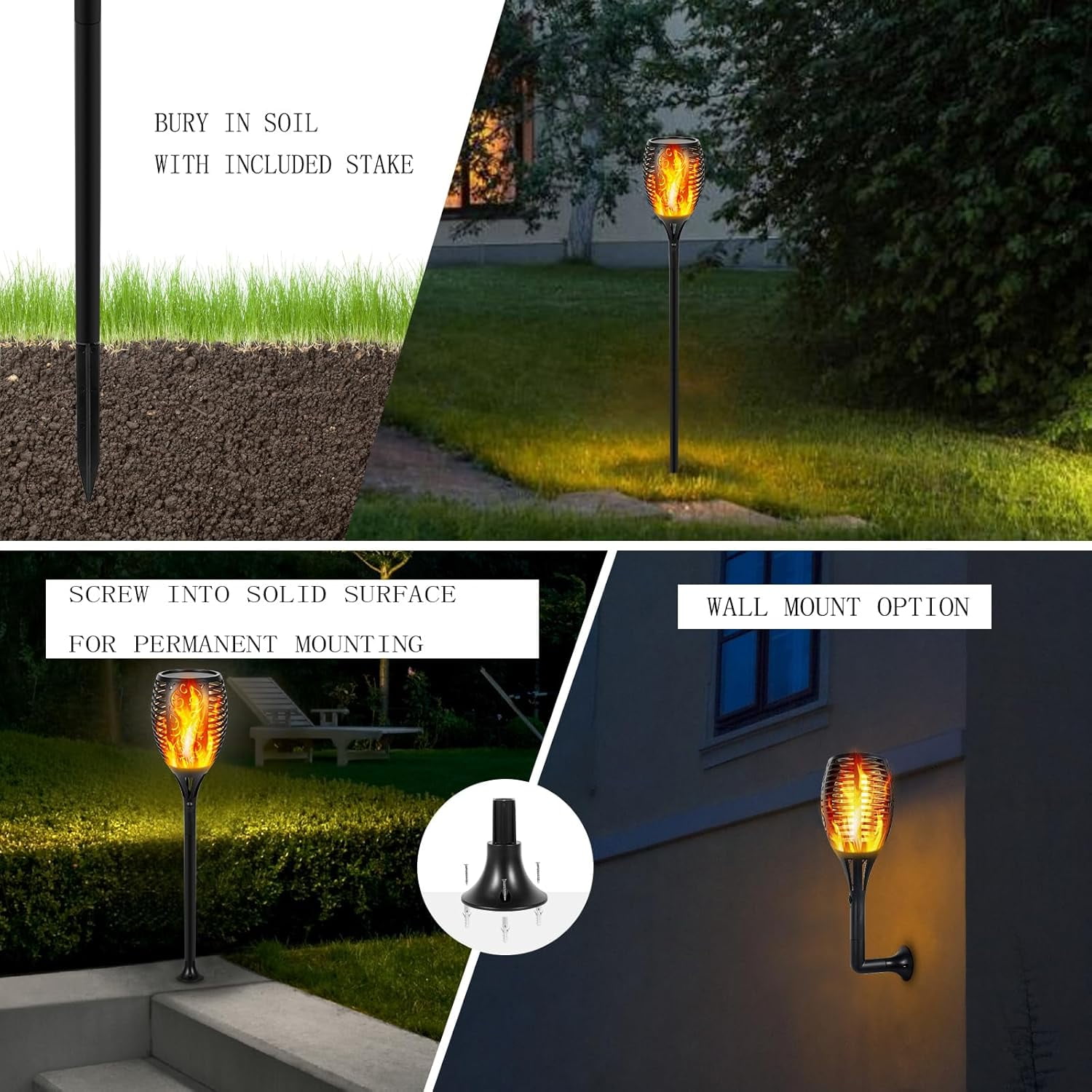 OTGFRF-96 LED Outdoor Waterproof Solar Torch Lights with 3 Modes ...