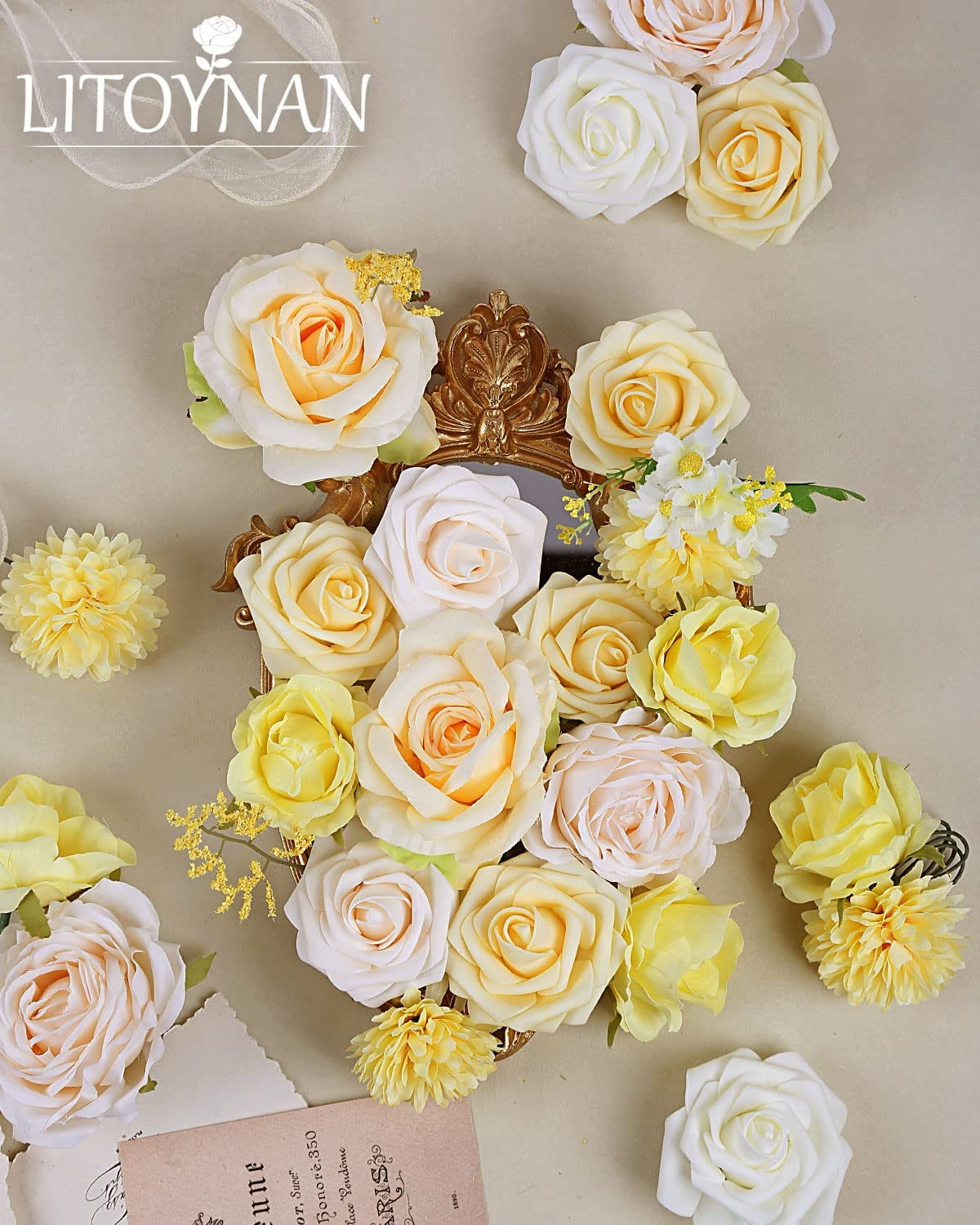 OTGFRF-Artificial Flower Combo Flowers Exquisite Yellow Flower Box Set ...