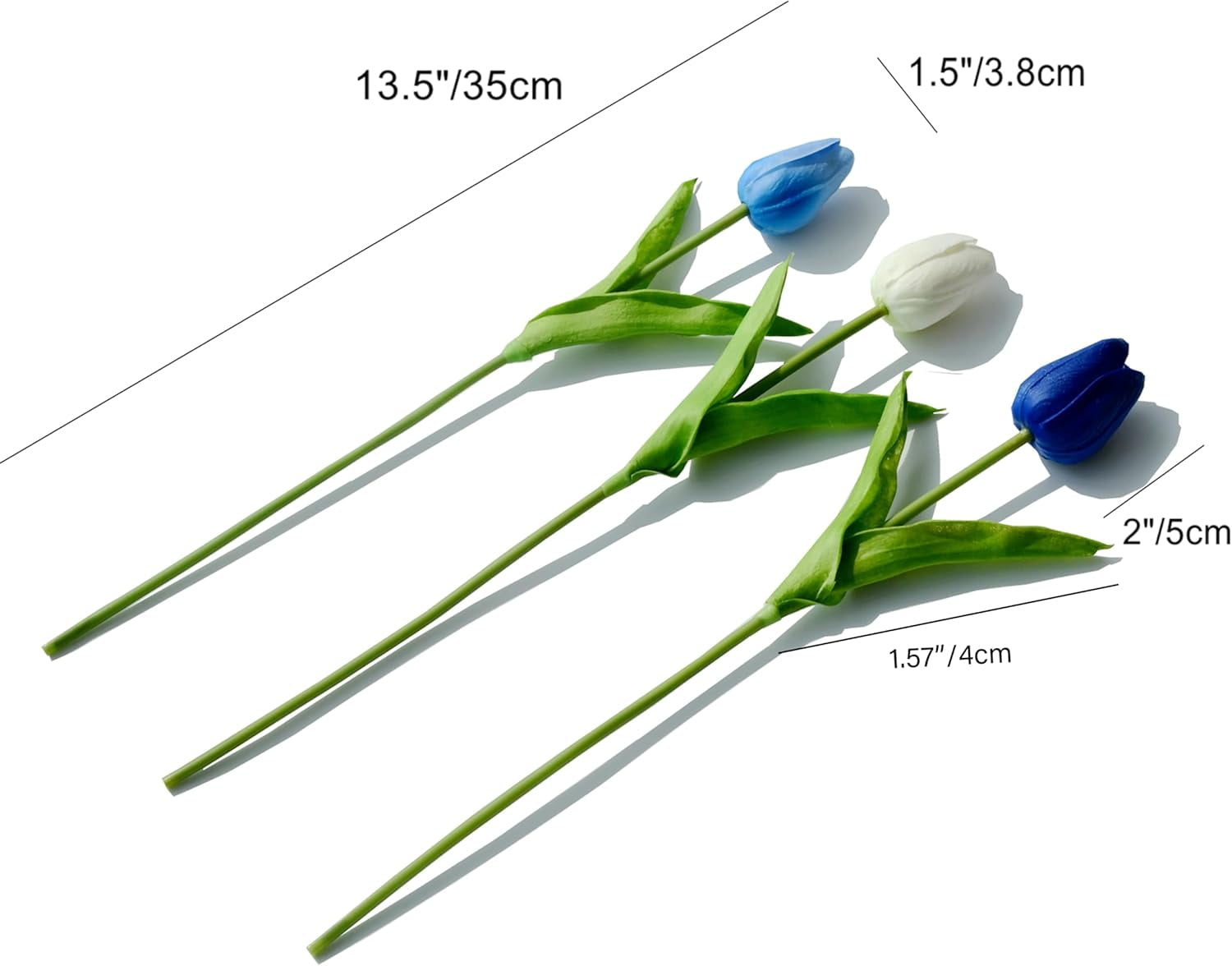 OTGFRF-Artificial Tulips 20 Stems Shades of Blue PU Faux Flowers for ...