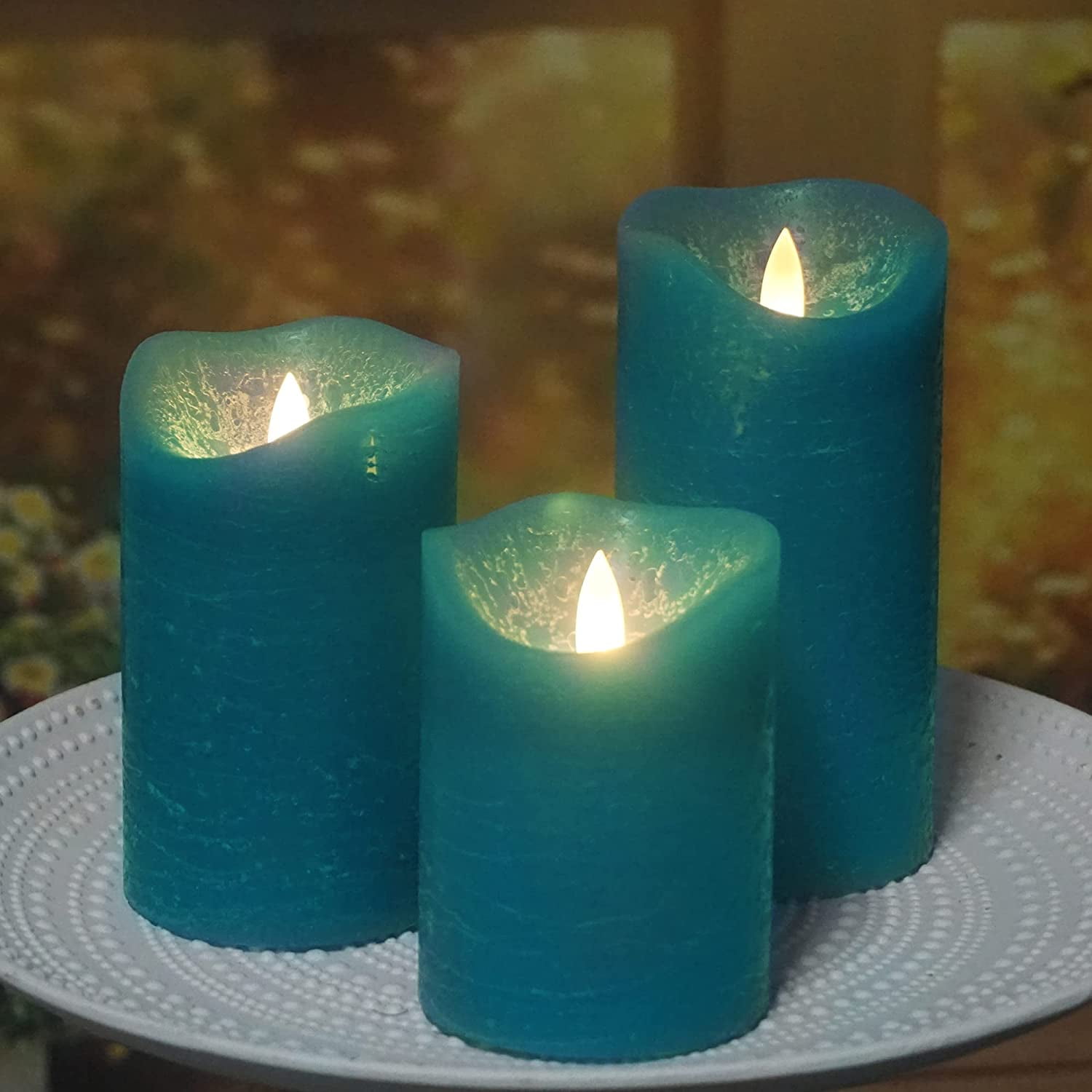 OTGFRF-Battery Operated Flameless Candles with Timer Real Wax Realistic ...