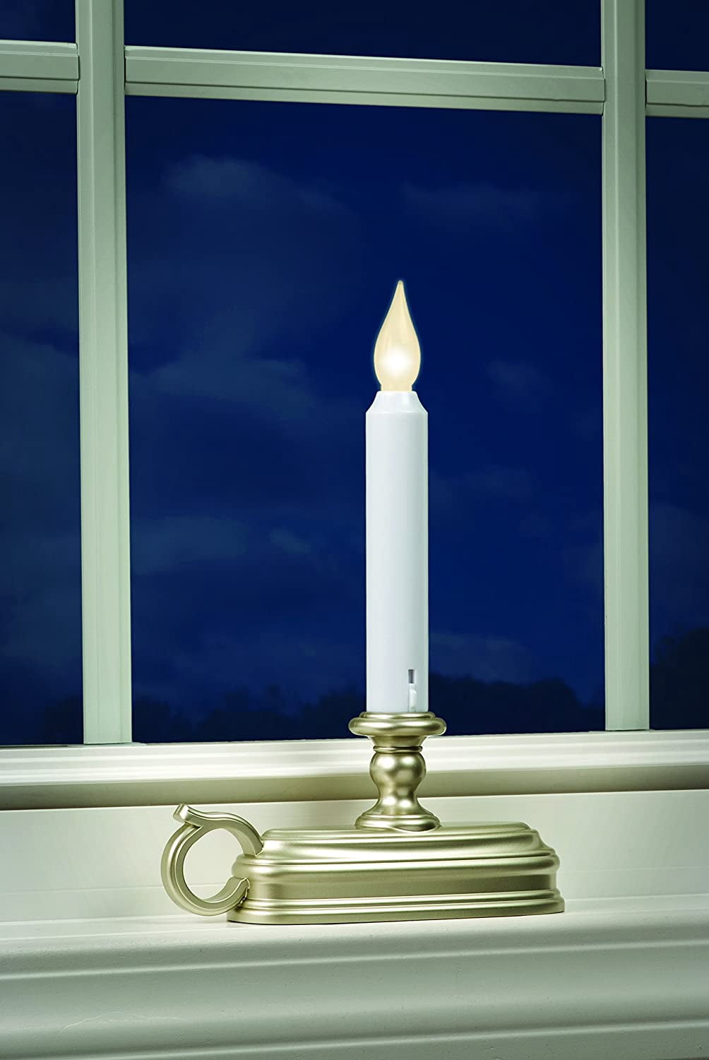 OTGFRF-Battery Operated LED Flameless Window Candle Pewter/Silver ...