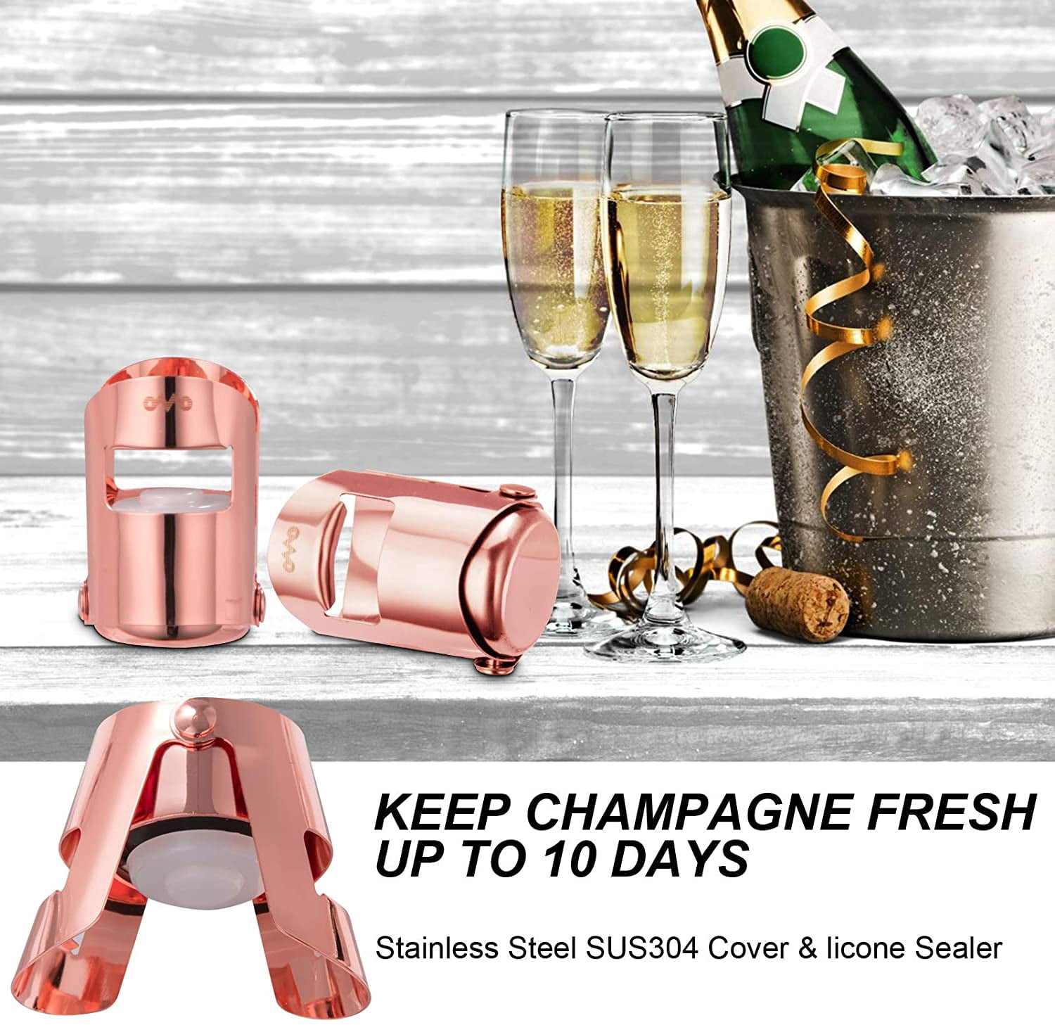 OTGFRF-Champagne Bottle Stoppers Stainless Steel, Reusable Champagne ...