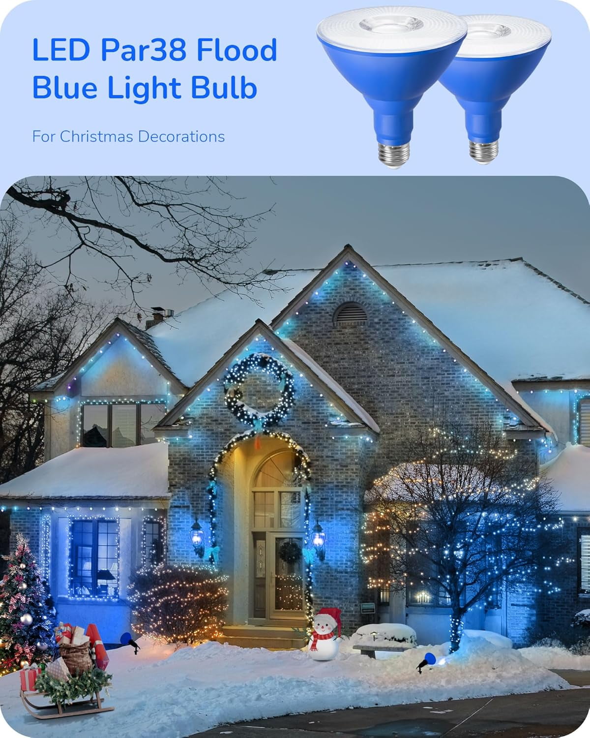 OTGFRF-Christmas Decorations PAR38 Blue LED Flood Light Bulbs Outdoor ...
