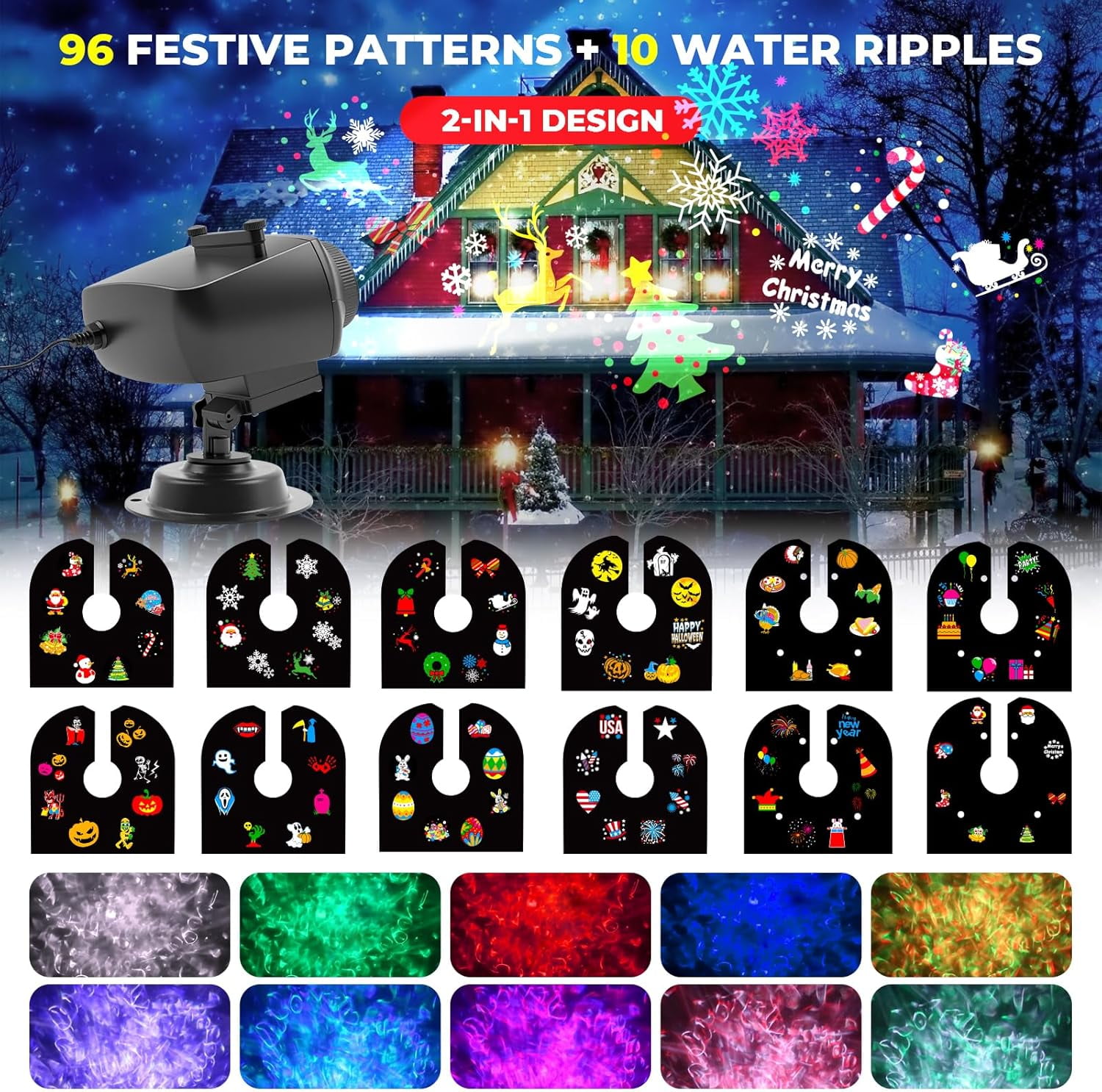 OTGFRF-Christmas Projector Lights Outdoor Waterproof,15W Brighter HD ...