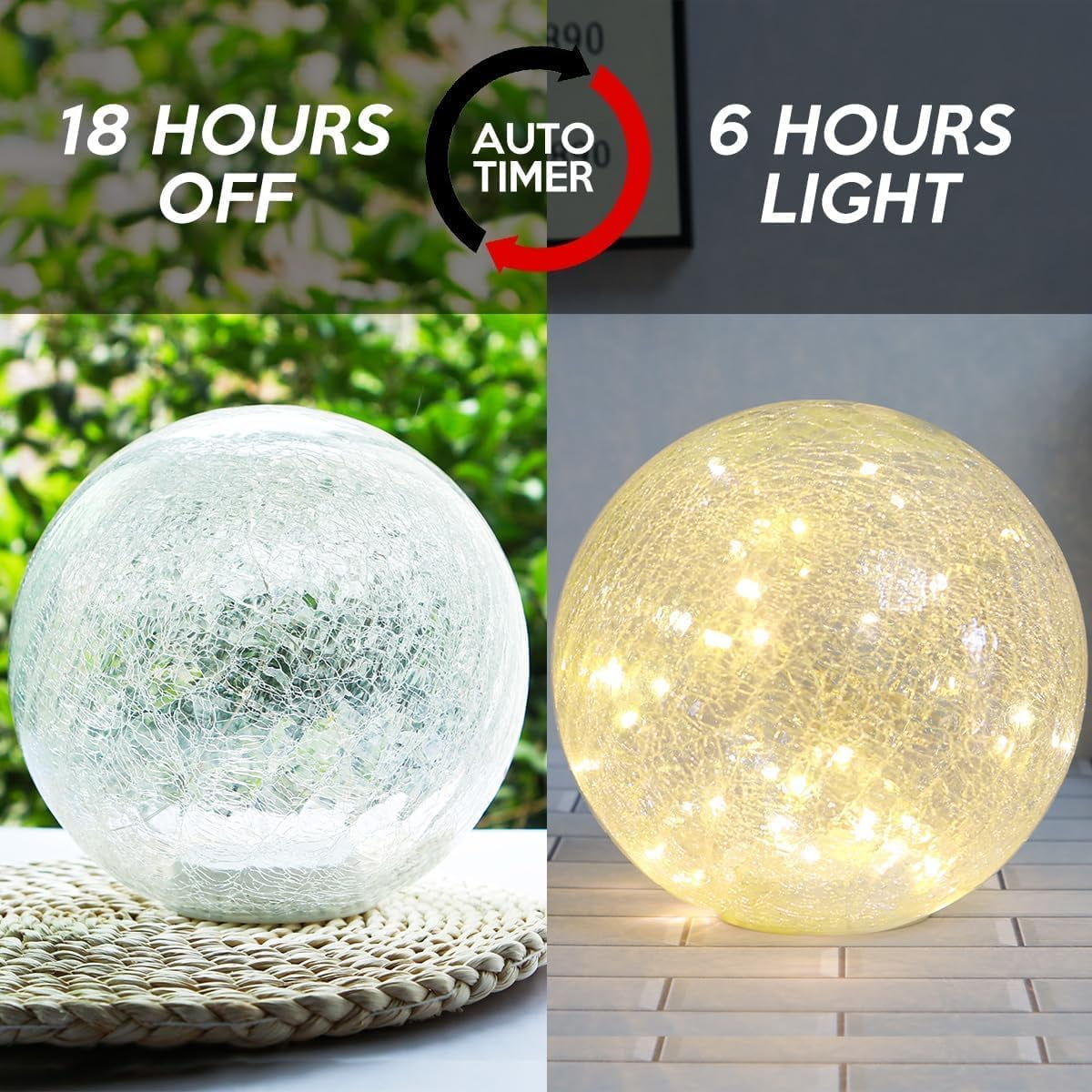 OTGFRF-Crackle Globe LED Lamp Battery Operated with Timer, Lighted ...
