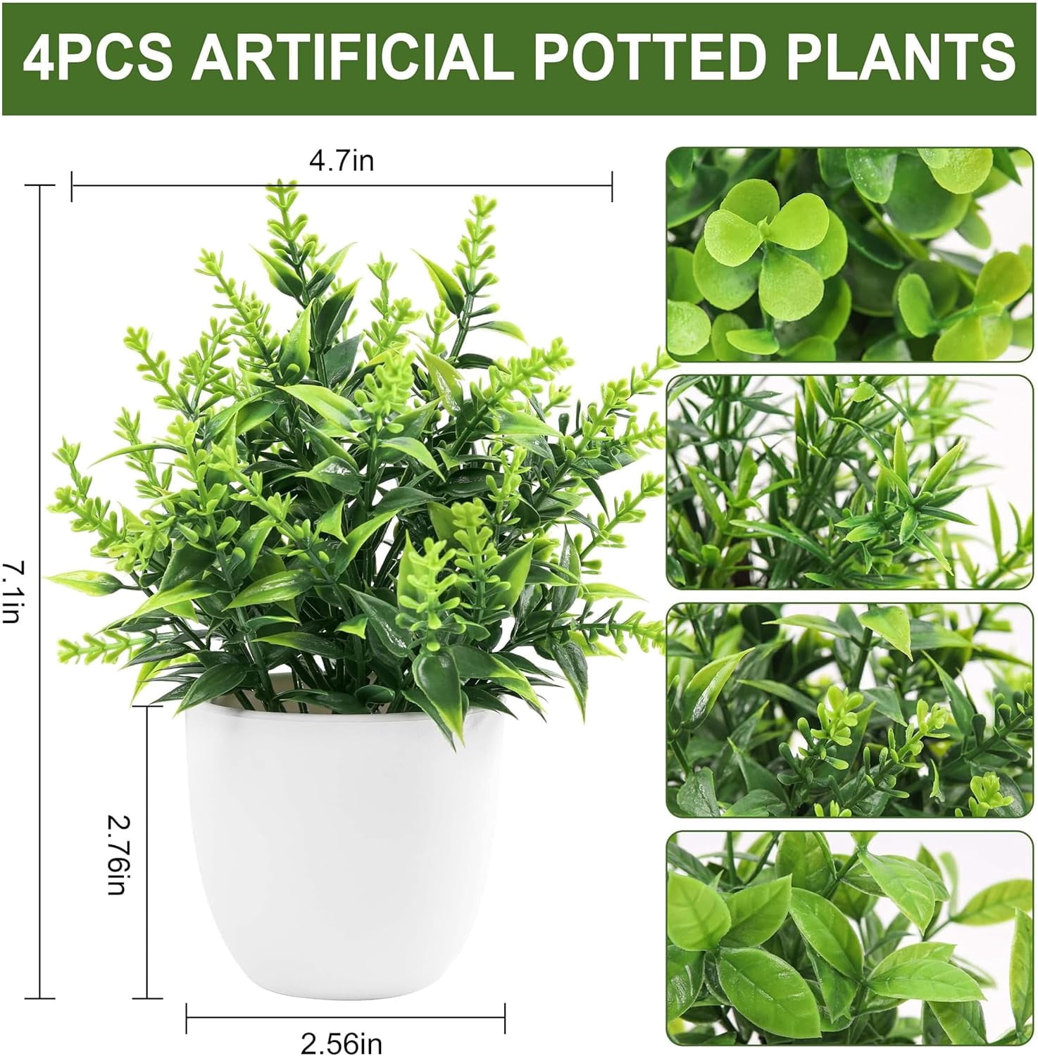 OTGFRF-Faux Plants Indoor, 4 Pack Small Fake Plants Mini Artificial ...