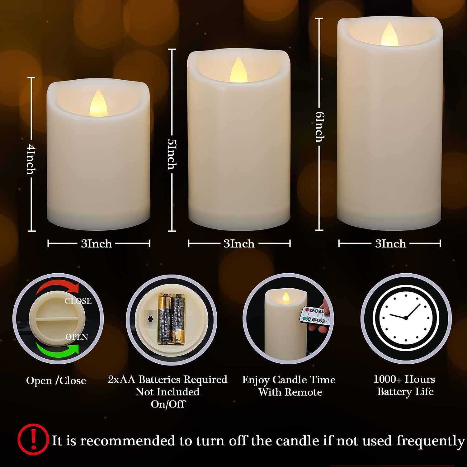 OTGFRF-Flameless Flickering Candles with Remote and Timers, 1000 Hours ...