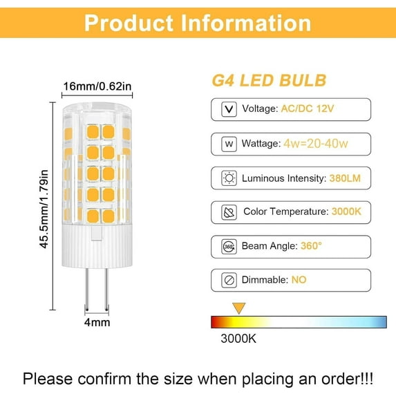 OTGFRF-G4 LED Bulb 12V AC/DC 4W Equivalent to 20W 30W 40W Halogen Bulb ...