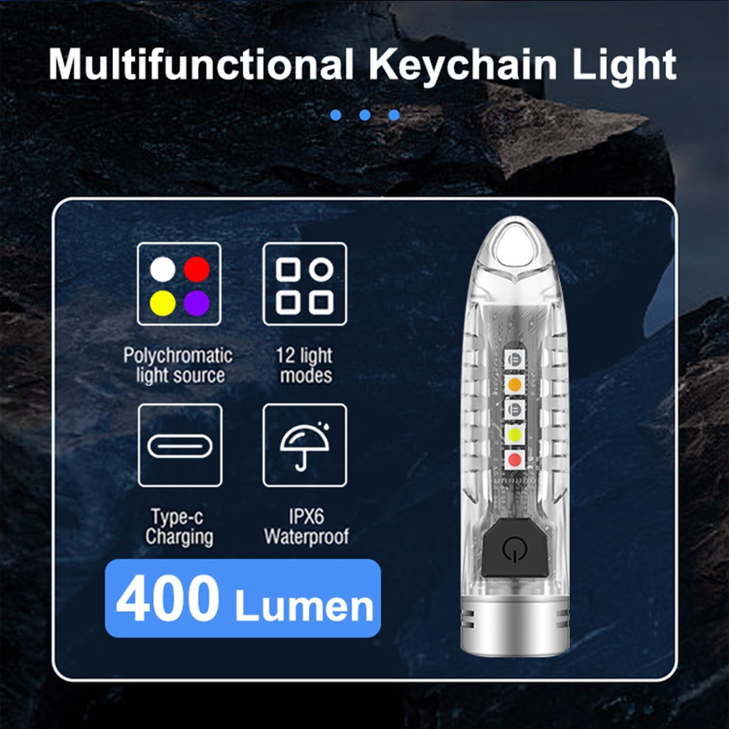 OTGFRF-HYVCZP V1 Mini Powerful EDC Flashlight, Super Bright 400LM ...