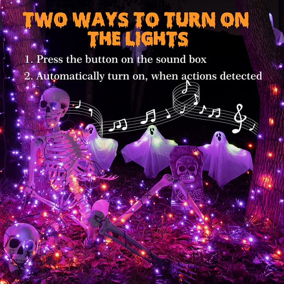 OTGFRF-Halloween String Lights Outdoor with Music Sync Spooky Sounds ...