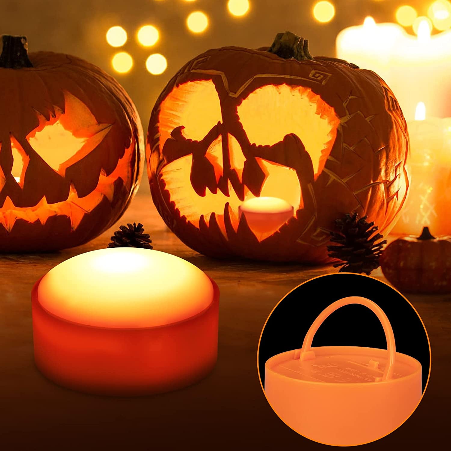 OTGFRF-LED Flameless Pumpkin Lights with Remote,Flickering Jack-O ...