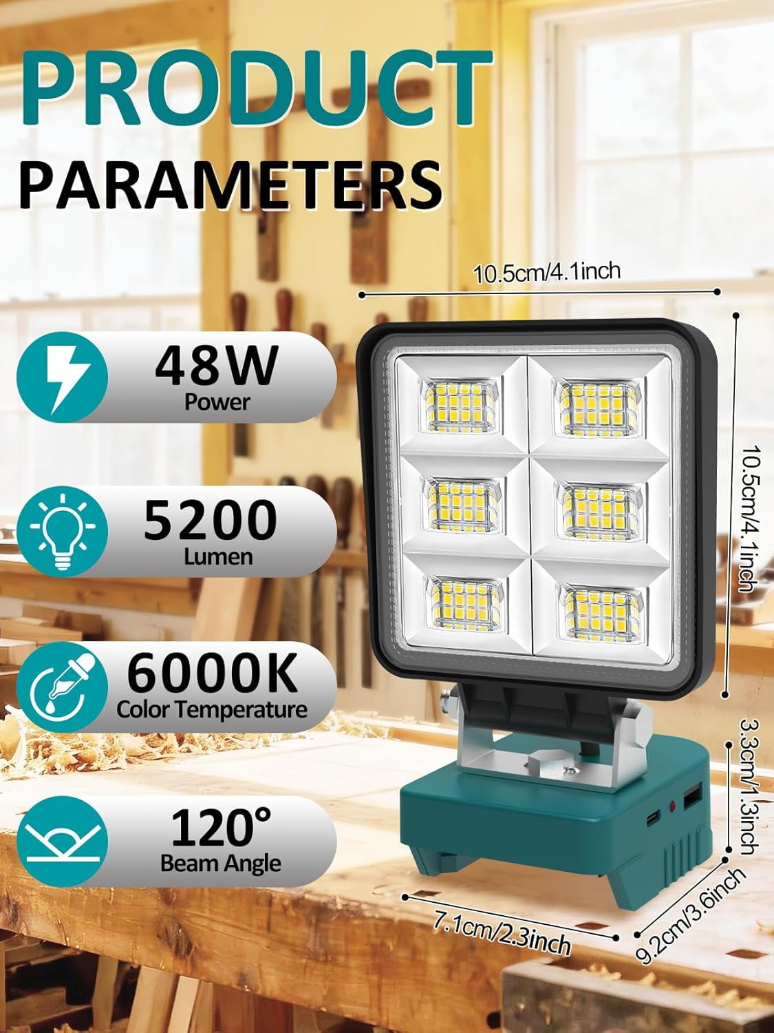 OTGFRF-LED Work Light Compatible with Makita 18V Battery, 5200LM ...
